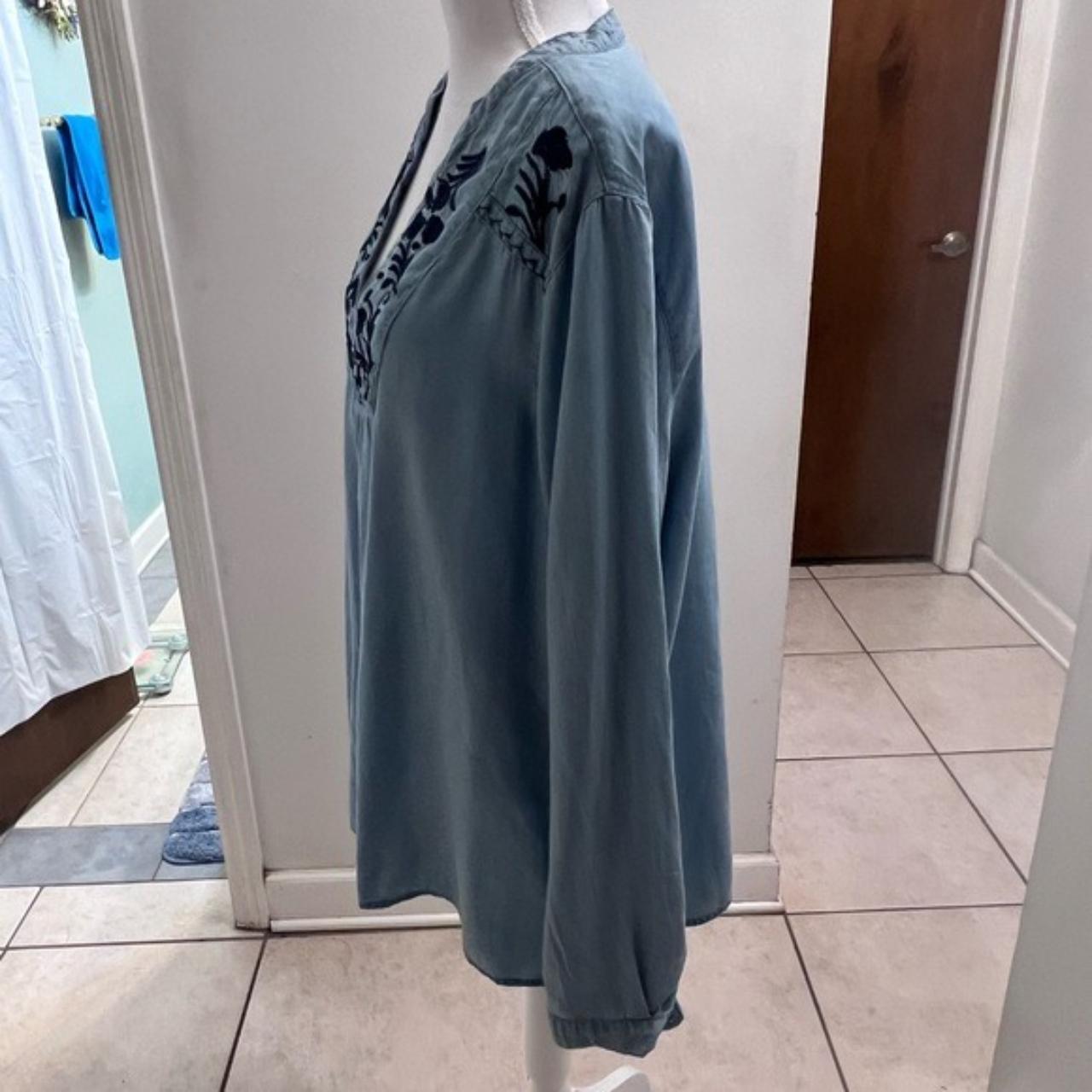 Like new standard grace blue chambray embroidered... - Depop