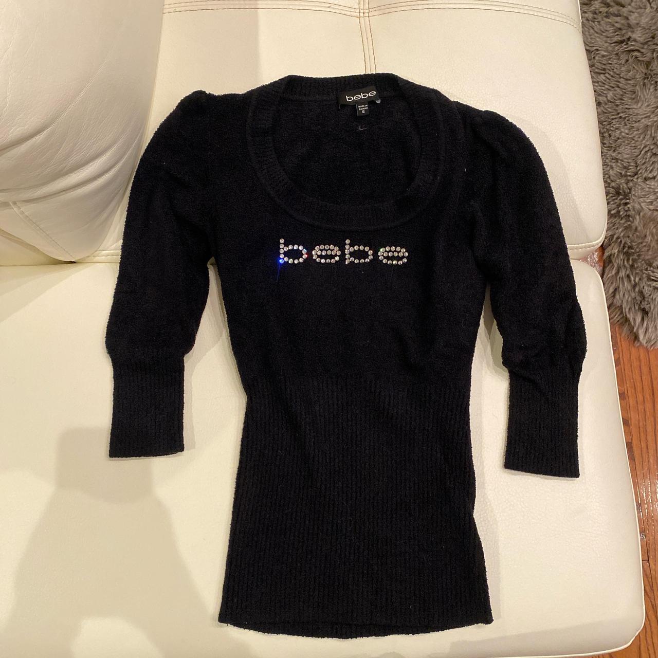 Bebe black rhinestone sweater - Depop