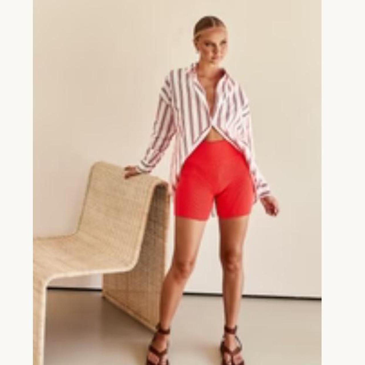 Runway scout red and white shirt Oversized - size 12... - Depop