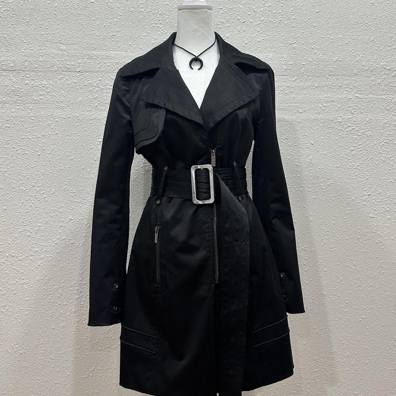 Vintage bebe Satin Trench coat with belt🩶 -size... - Depop