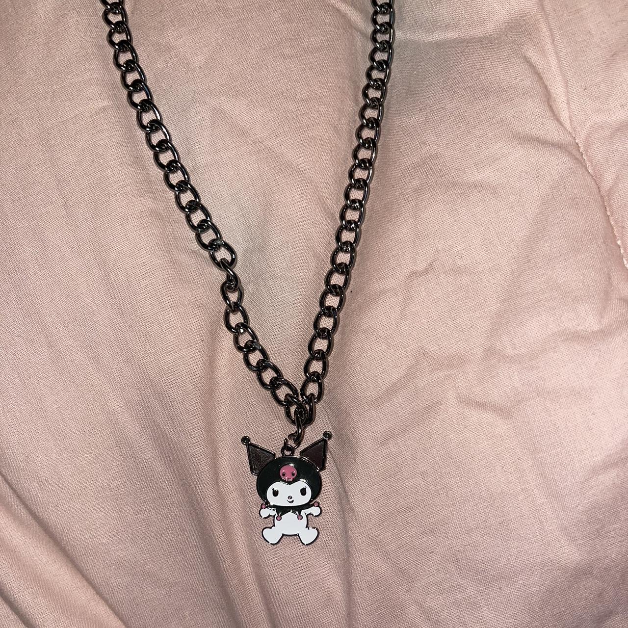 Kuromi necklace with long black chain. Never used.... - Depop