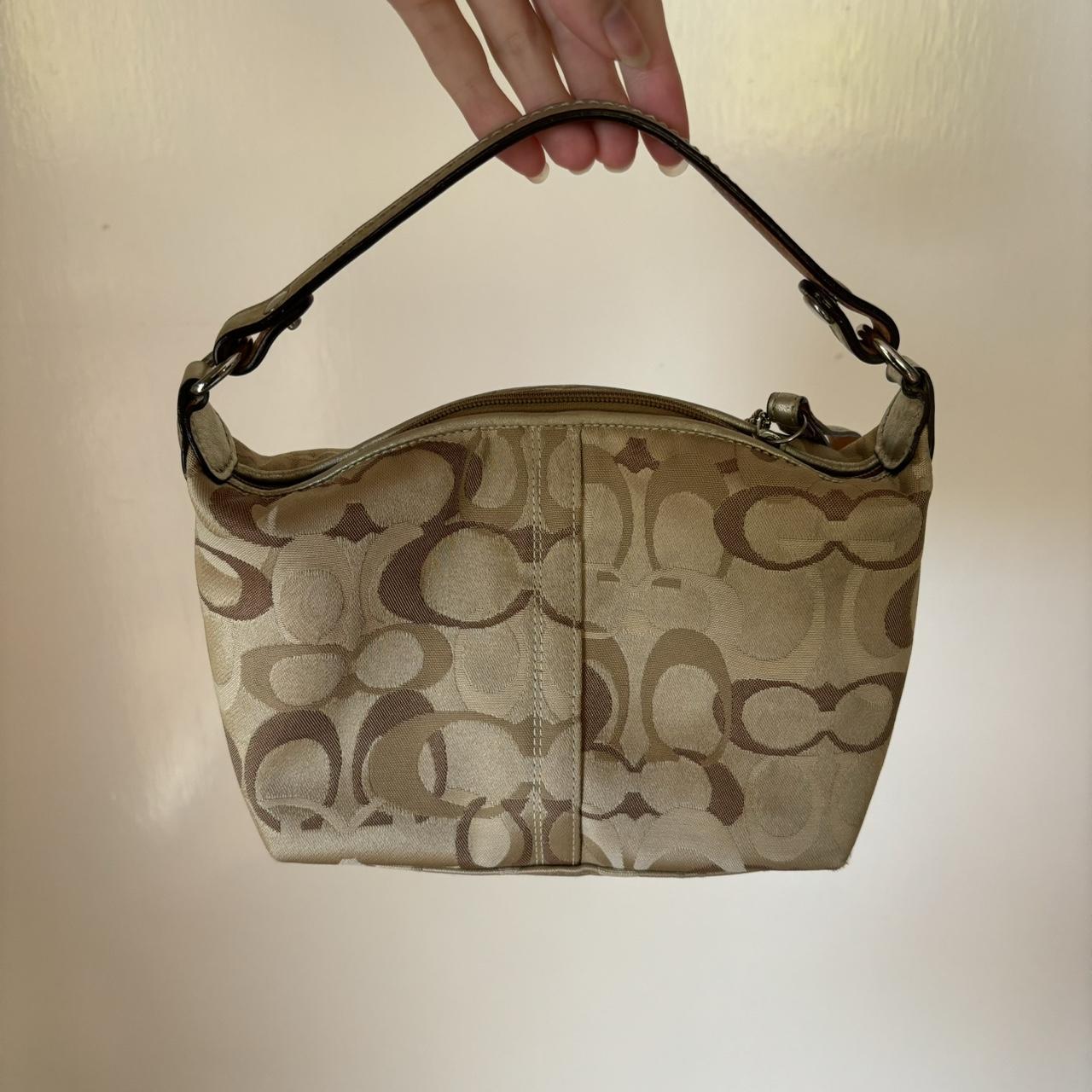 vintage beige and gold coach mini bag - Depop