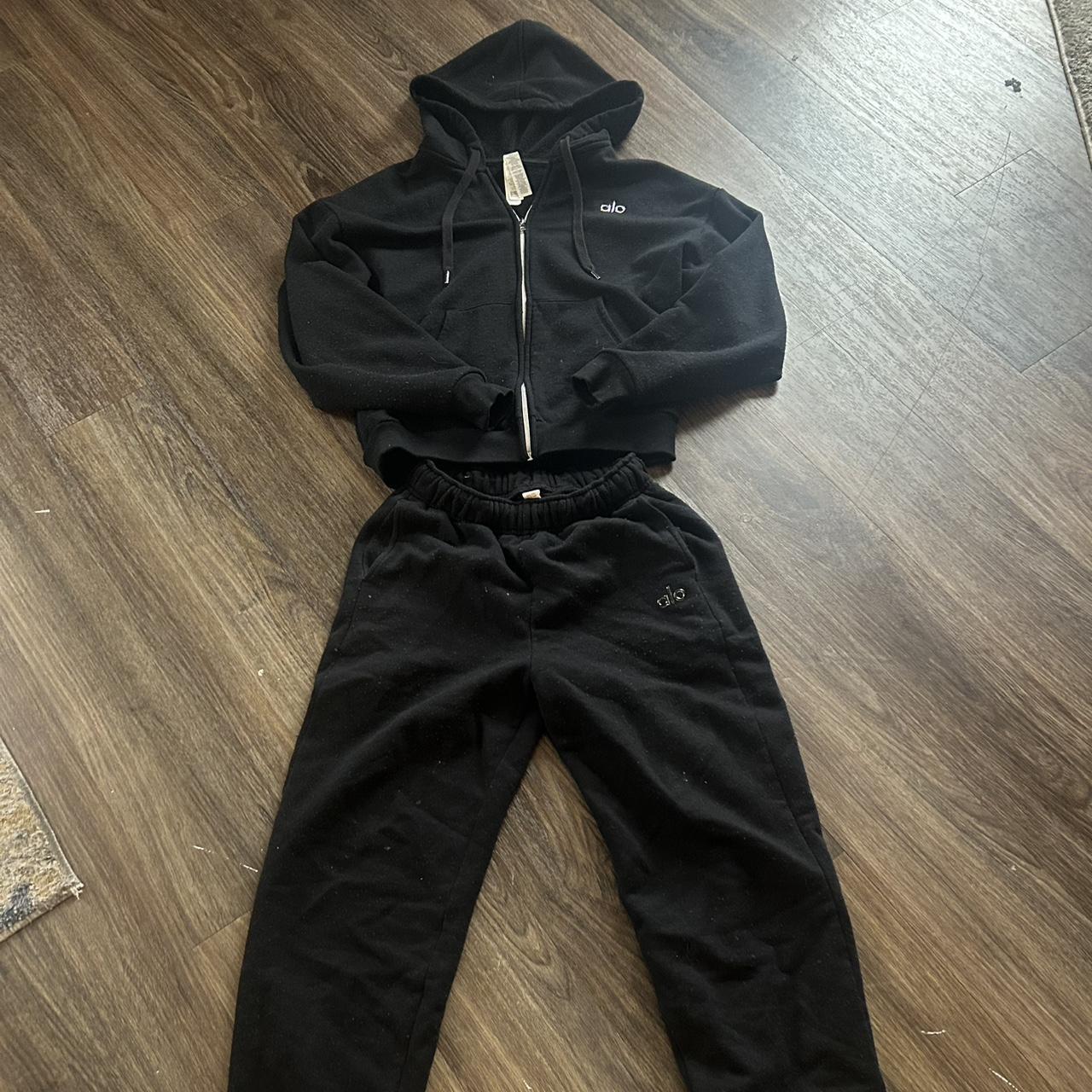 alo set black tracksuit, athleisure, minimalist,... | Depop