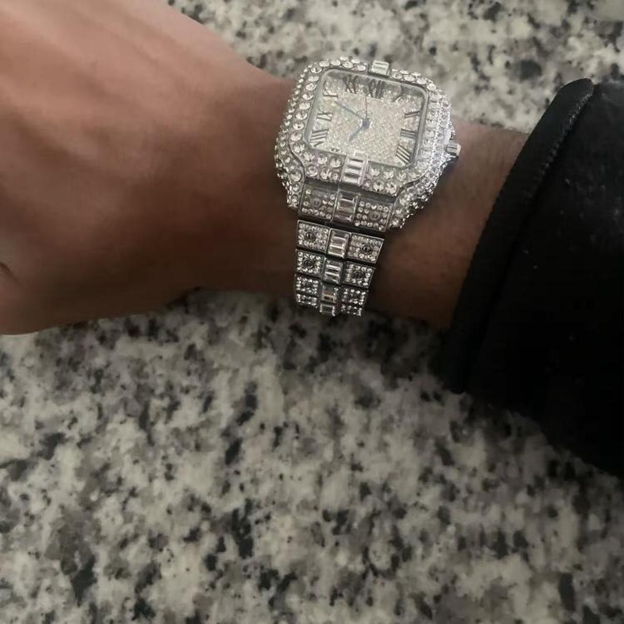 Silver and white rhinestone watch #rhinestonewatch | Depop