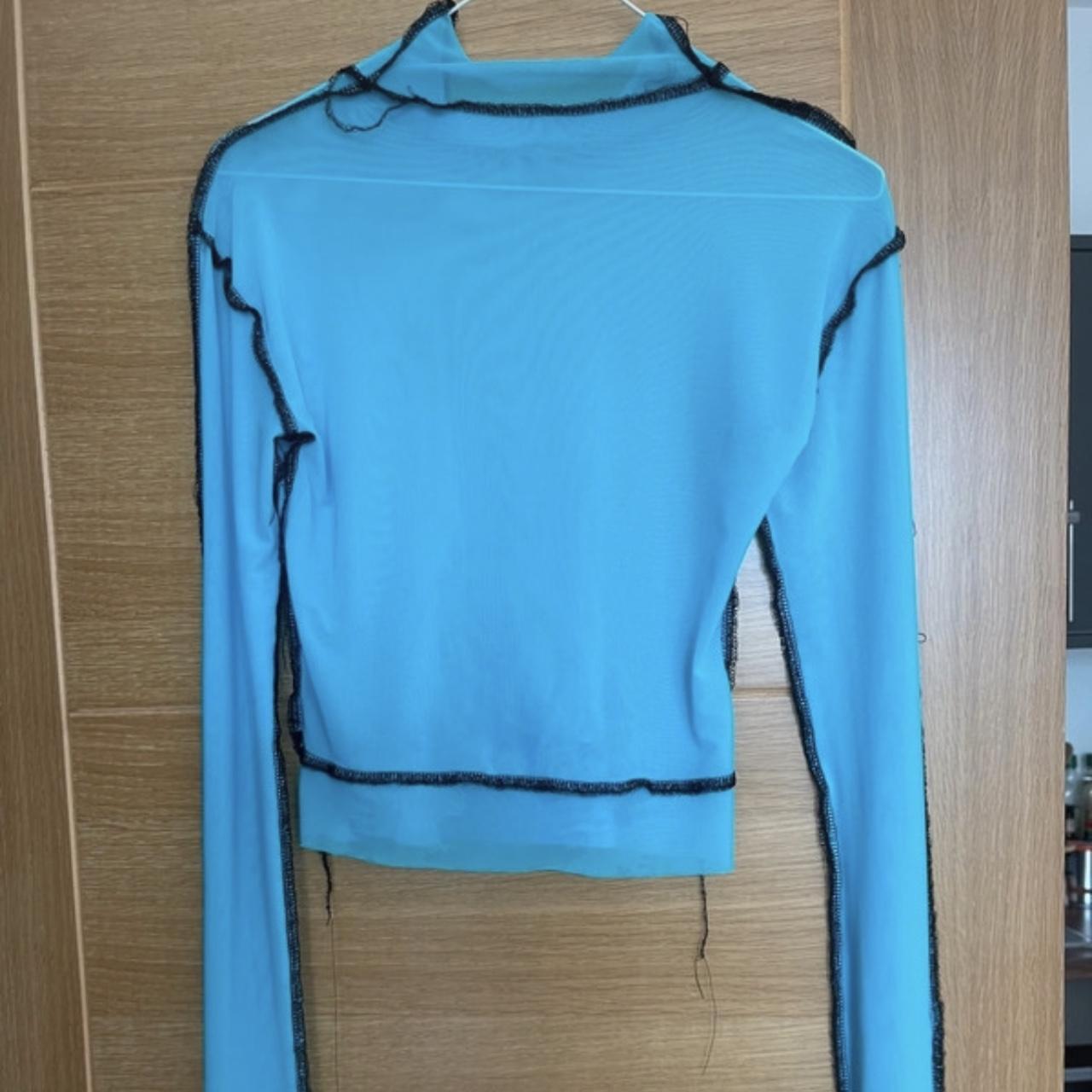 Myaemade mesh turquoise turtleneck crop top size 8 - Depop