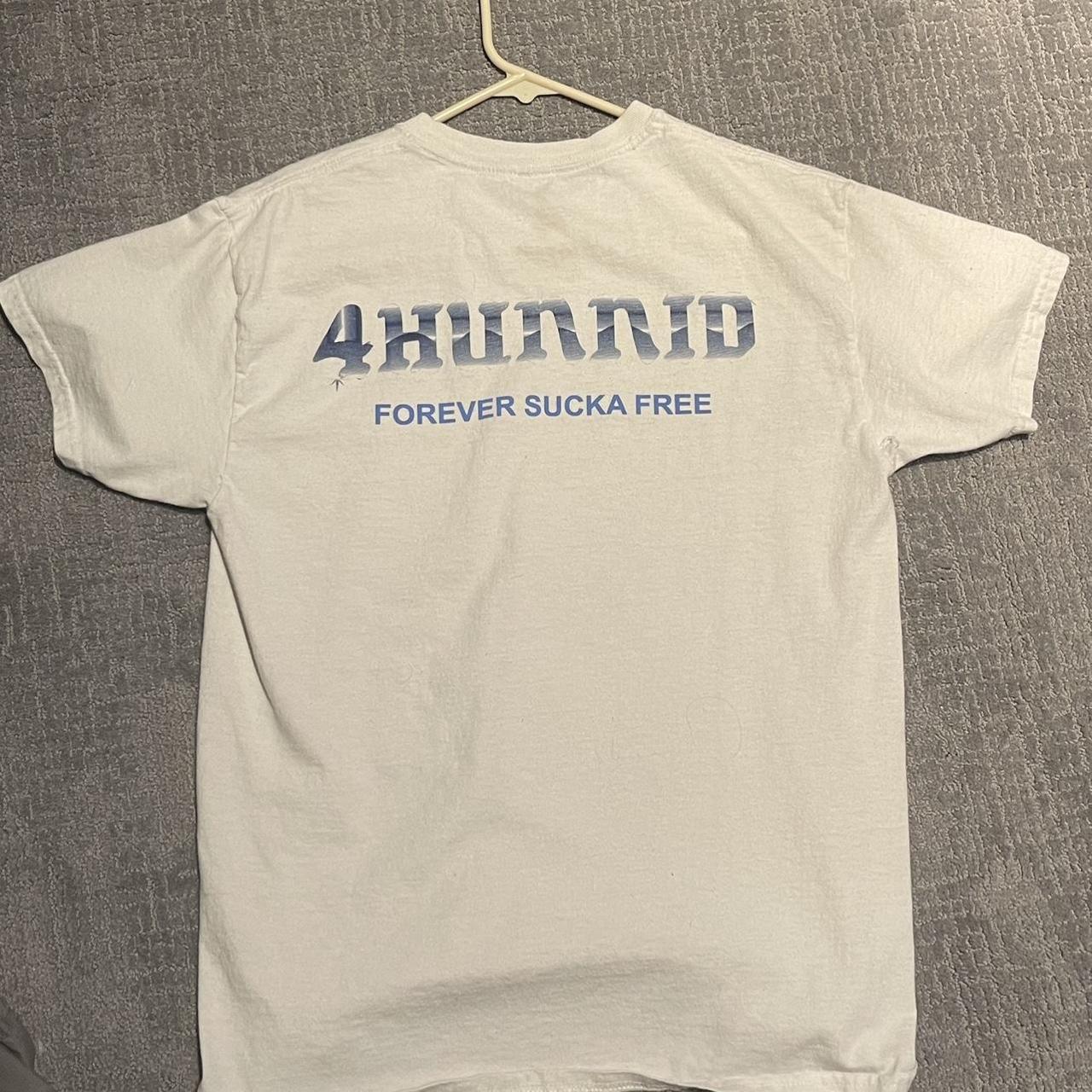 4 Hunnid white T-shirt -front n back... - Depop