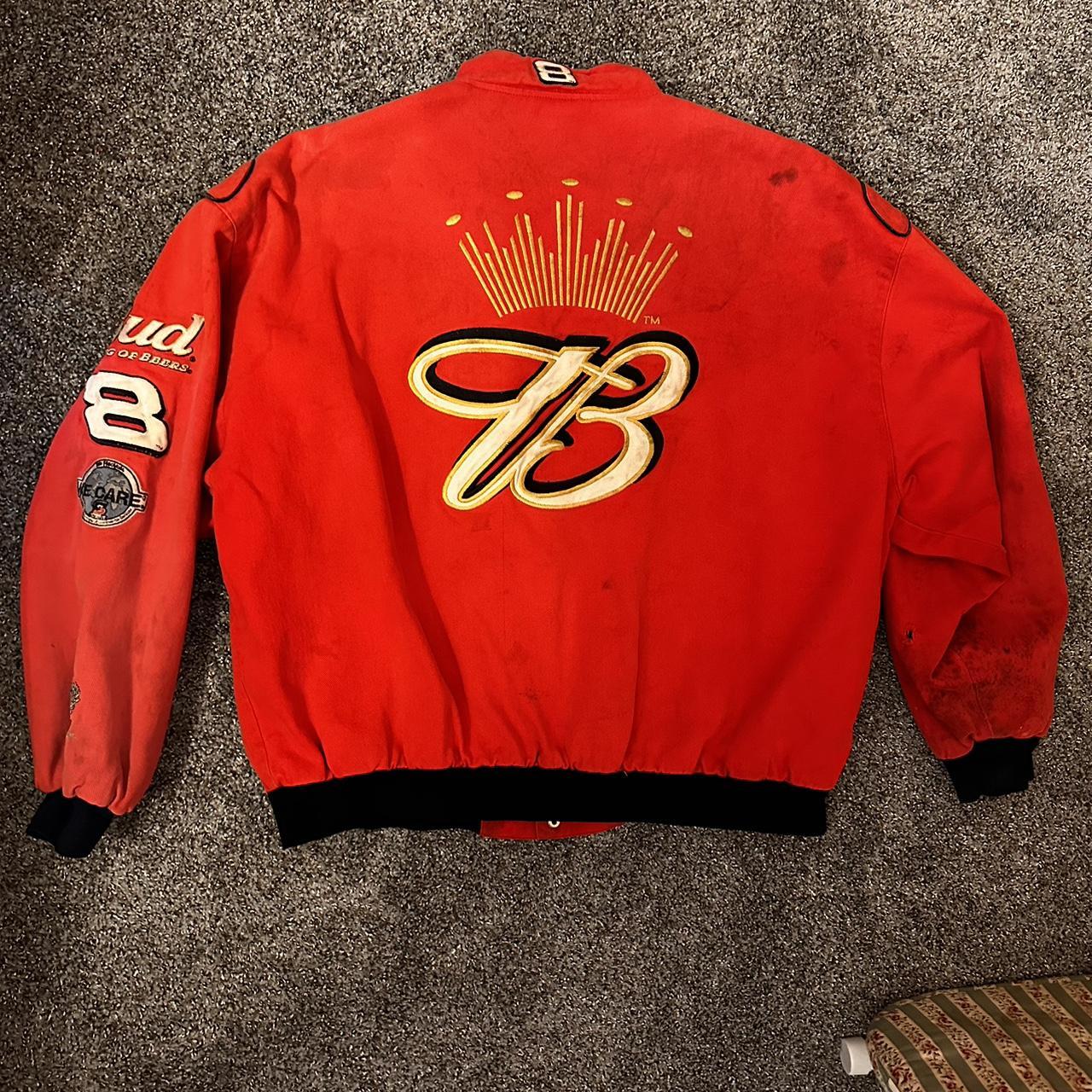 Budweiser embroidered racer jacket 2xl FITS LIKE A... - Depop