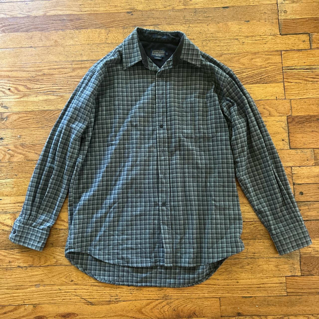 Pendleton large grey 100% wool flannel - Depop