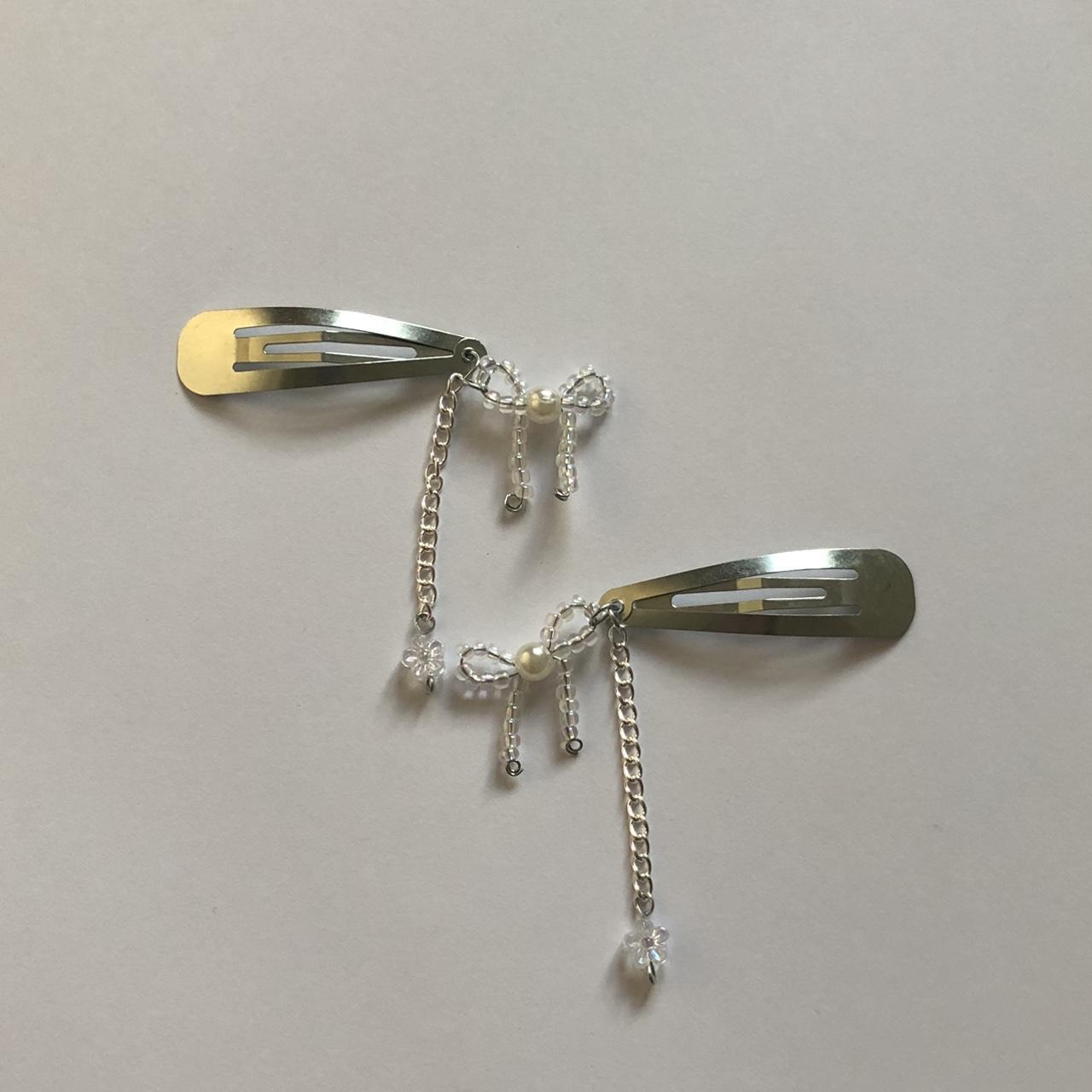 handmade silver hair clips with bow #hairaccessories - Depop