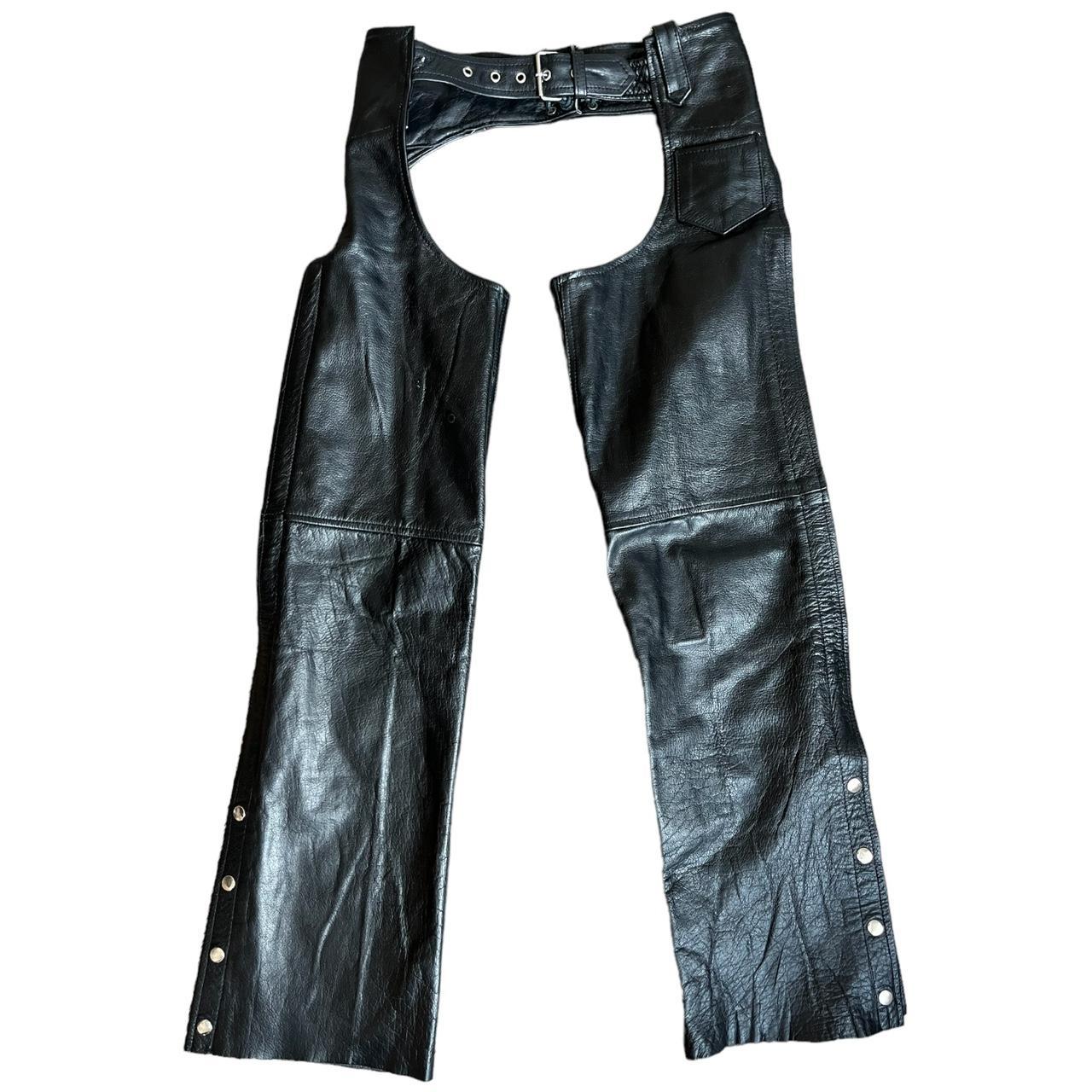 LEATHER MOTORCYCLE CHAPS -brand: Xelement -size:... - Depop