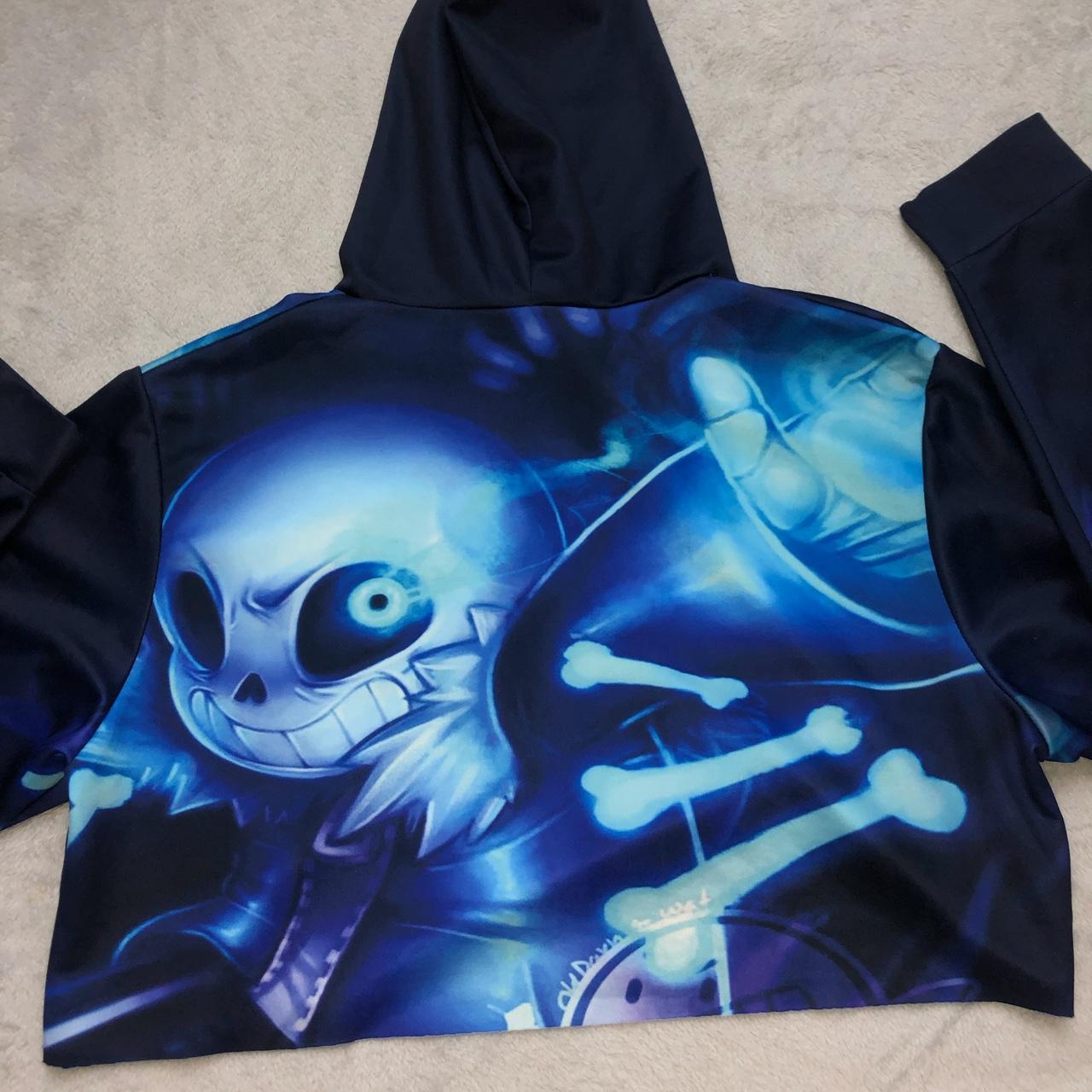 Sans Undertale cropped drawstring hoodie size L (no... | Depop