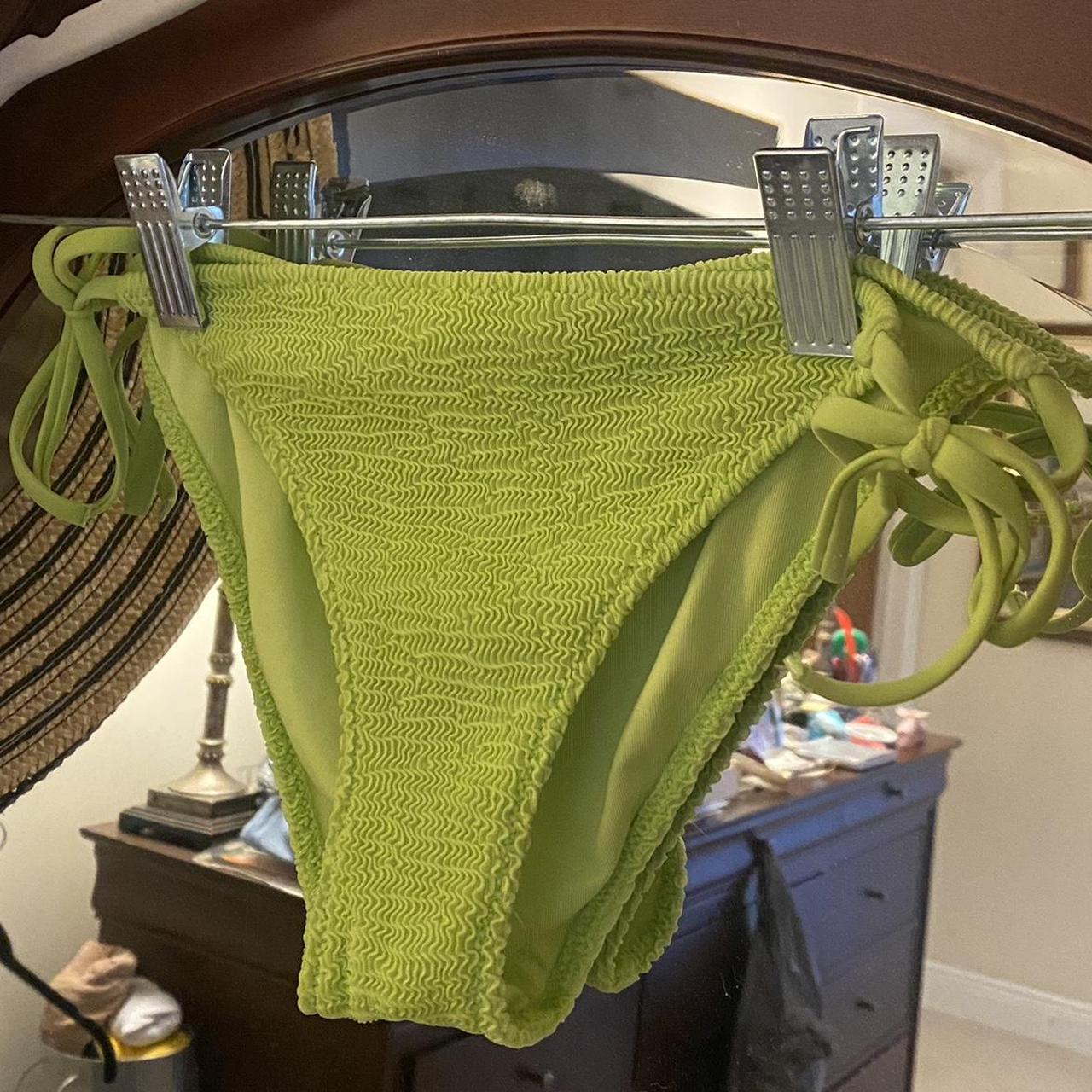 Calzedonia Tie-side Bikini Bottom lime green tie... | Depop