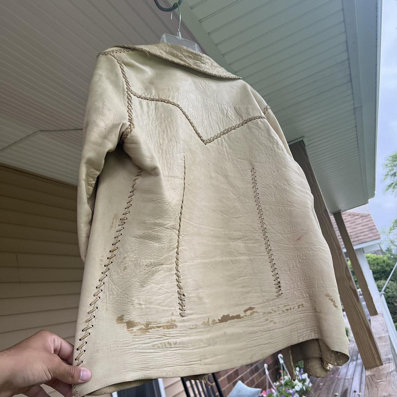 70s Handmade Leather Jacket Size XL Purchased from... - Depop