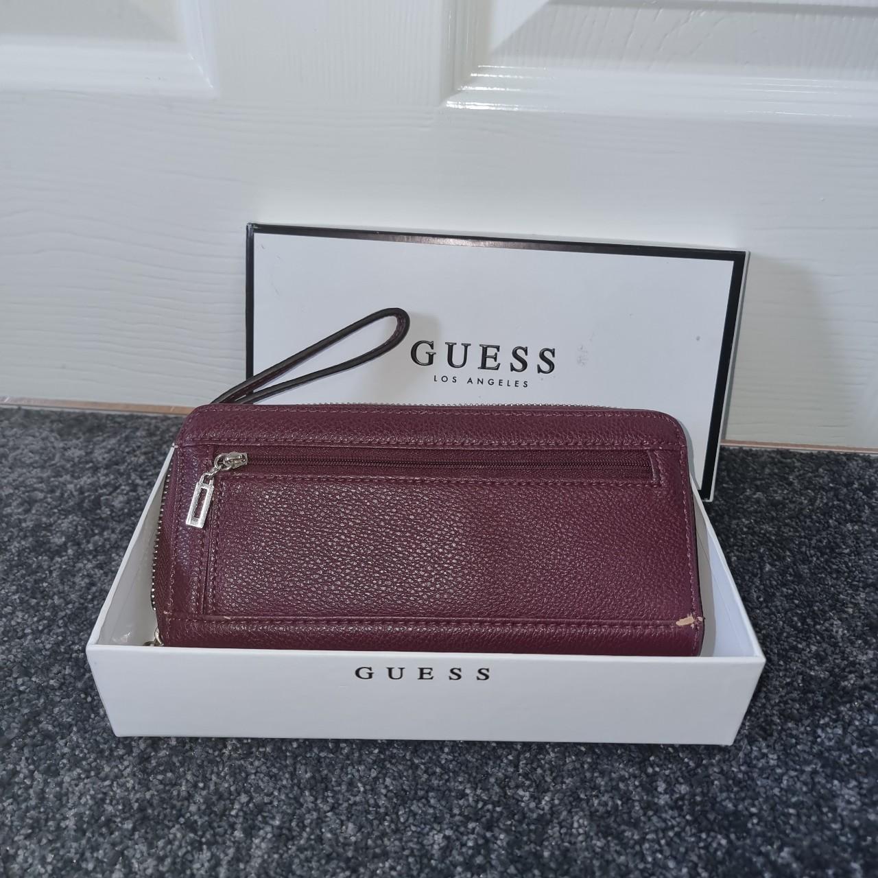 Guess Women's Burgundy and Purple Wallet-purses - Depop
