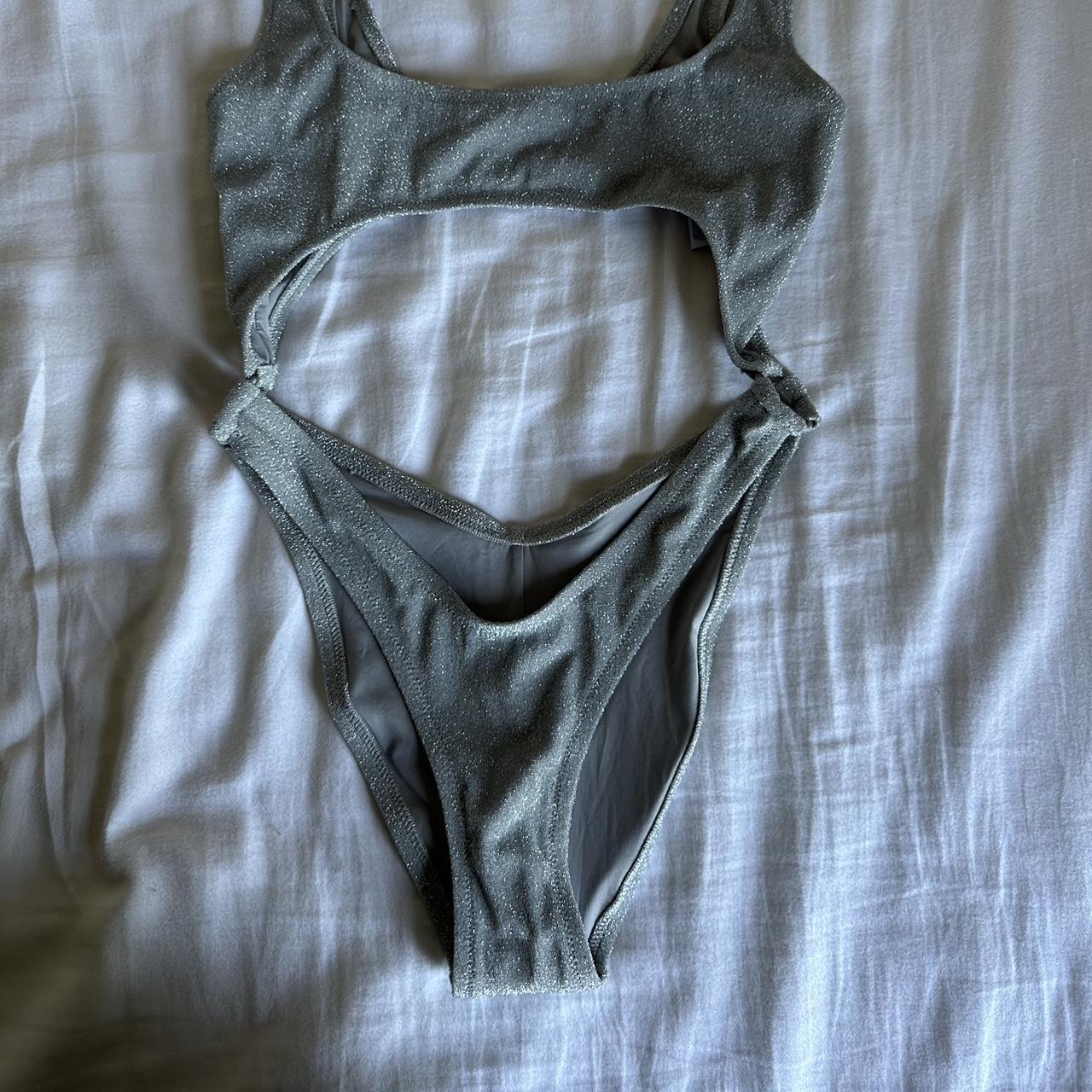 Silver skims one piece bathing suit - brand new,... - Depop