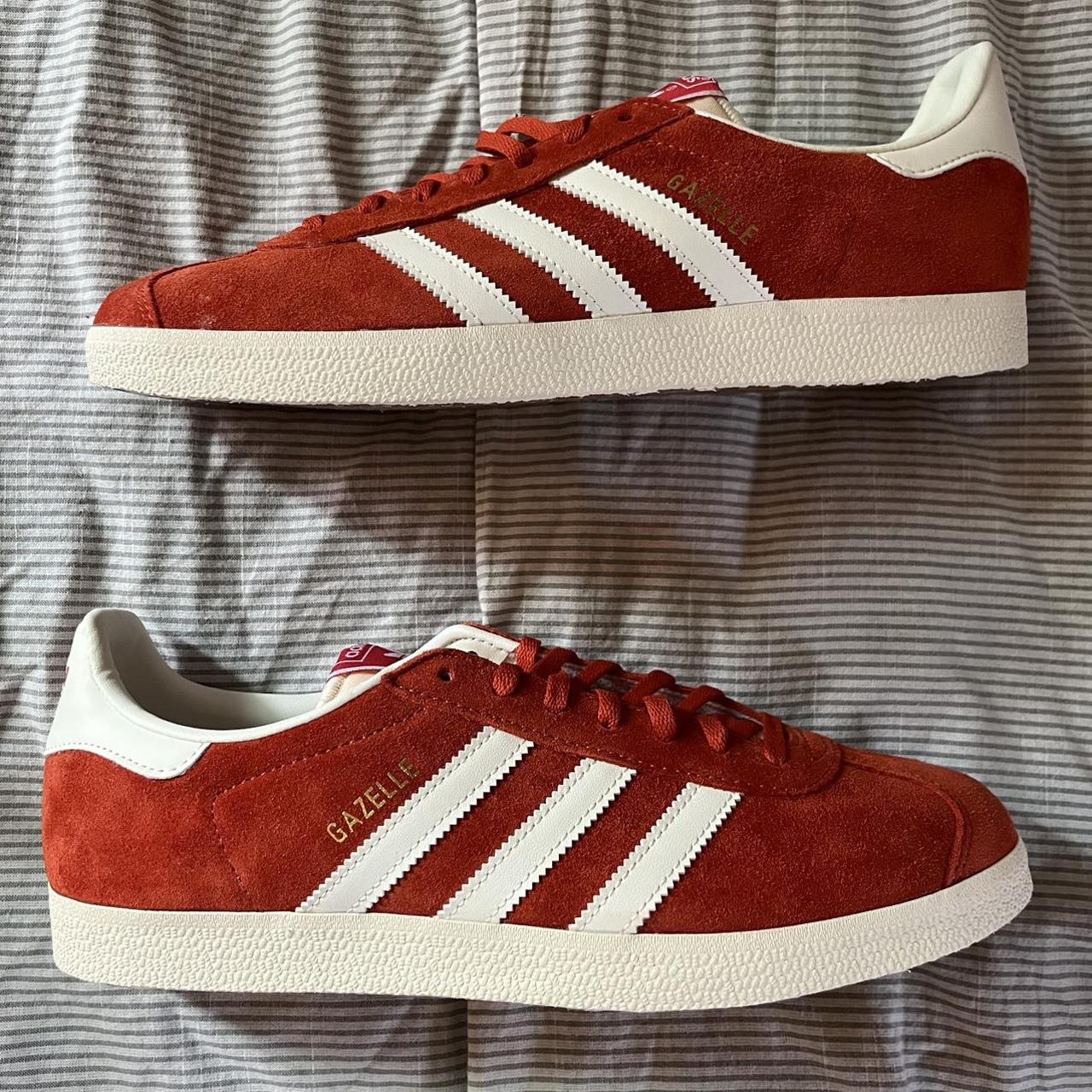 adidas gazelle (satellite stompers) red / blood... - Depop