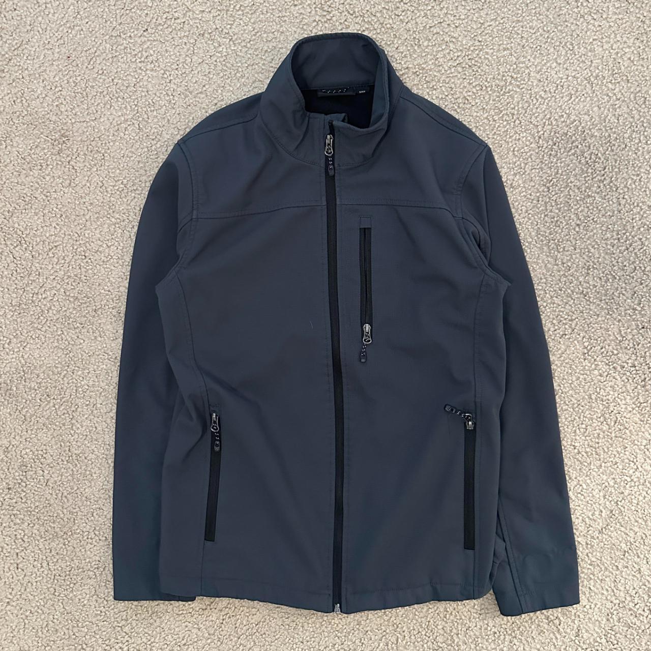 Grey and black swiss tech full zip up jacket - size... - Depop