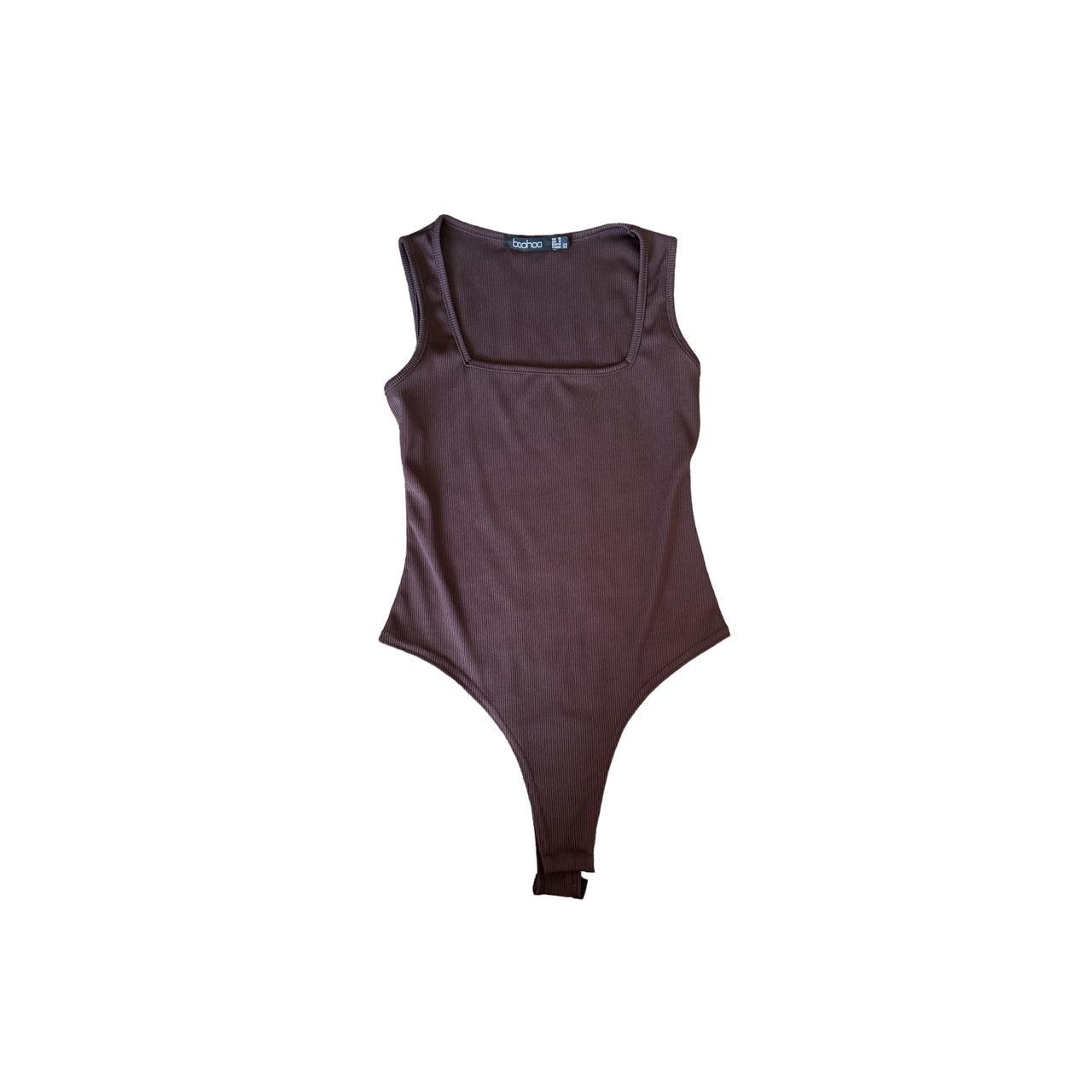 Boohoo brown ribbed bodysuit Only worn once, no... - Depop