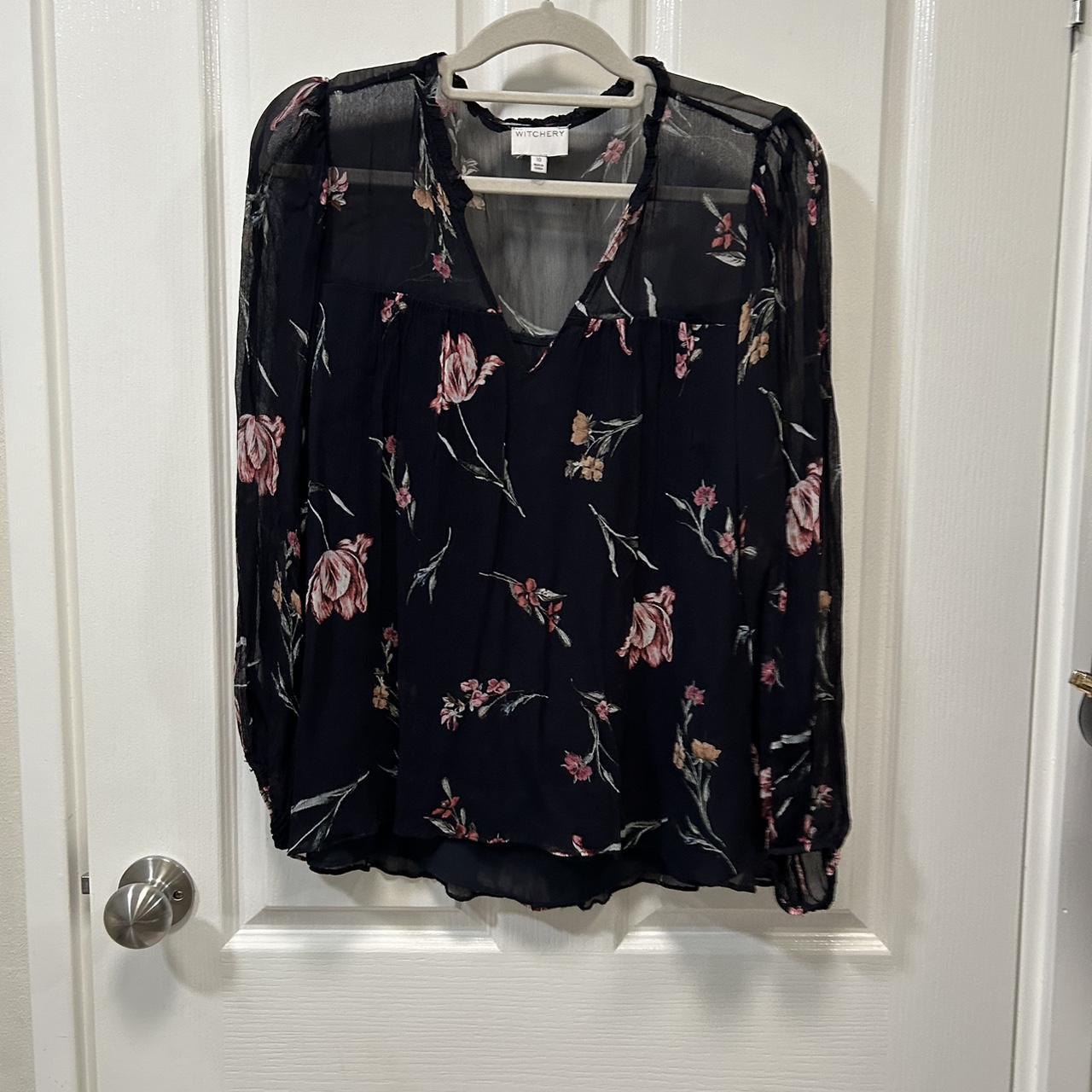 Navy Floral Witchery top, perfect for work! Has... - Depop