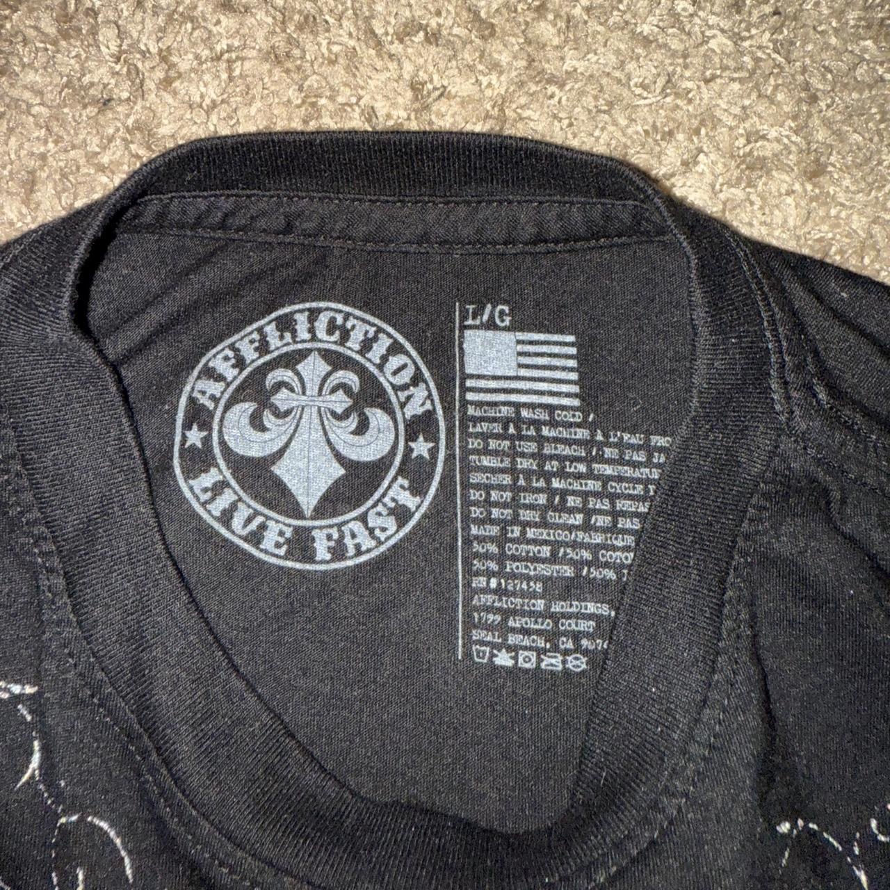 Affliction Skull Reflective Black T Shirt Size... - Depop