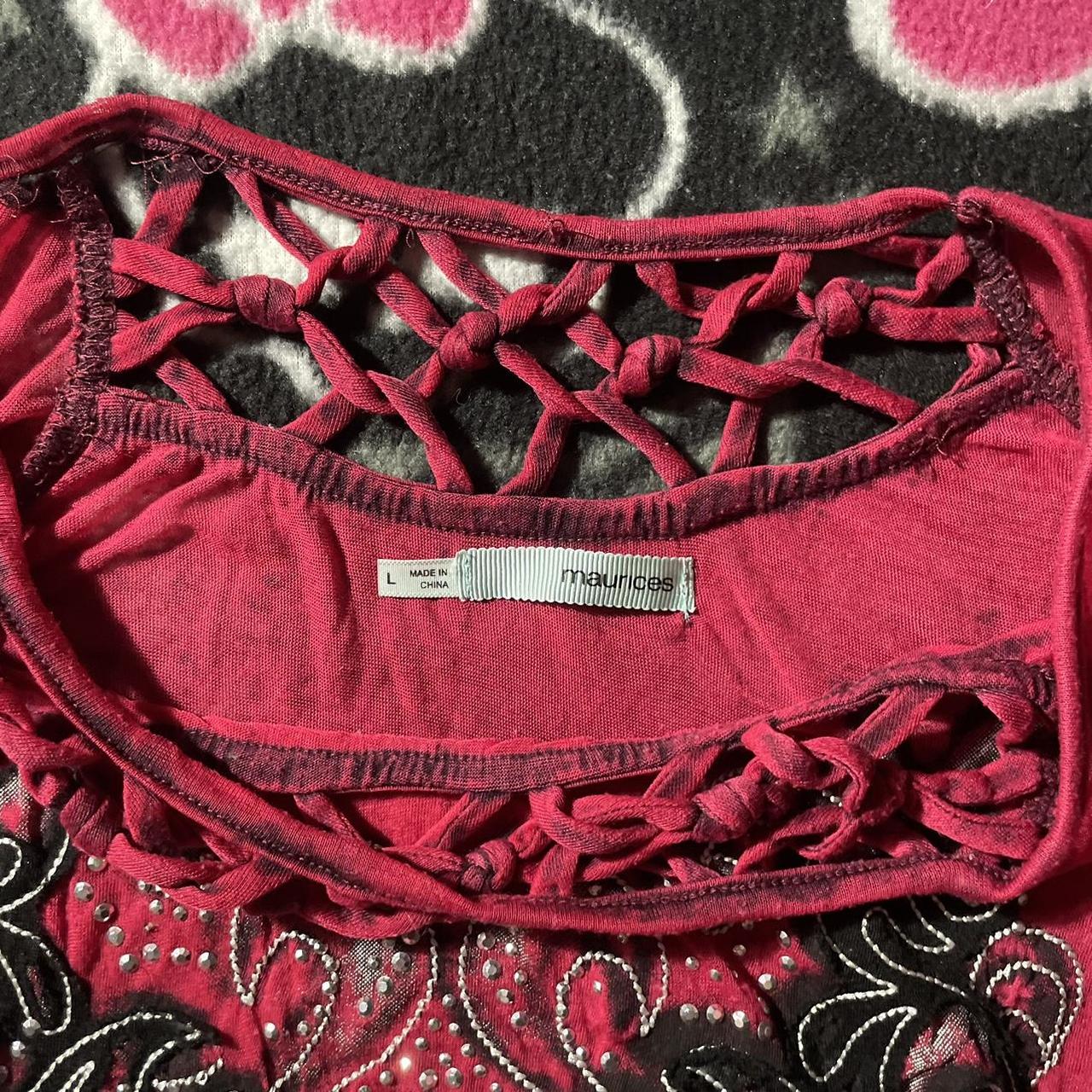 y2k bedazzled red shirt size large😍😍super... - Depop