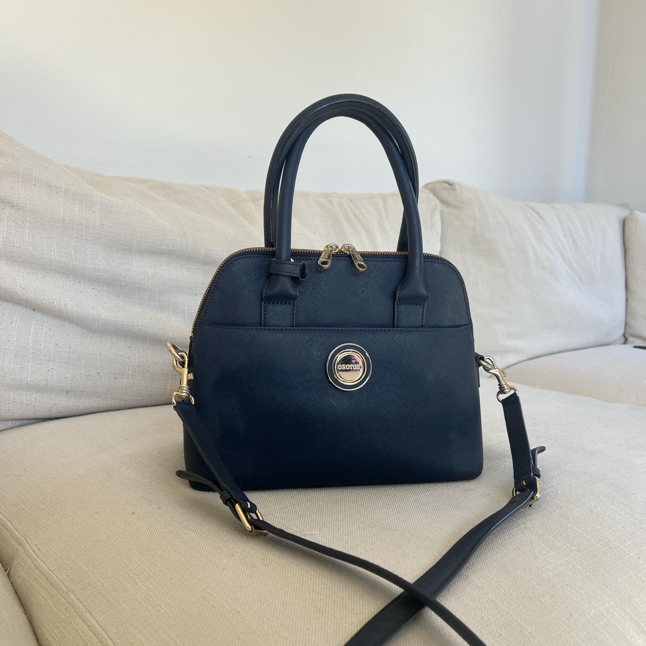 Oroton navy blue handbag with crossbody strap Pre... - Depop