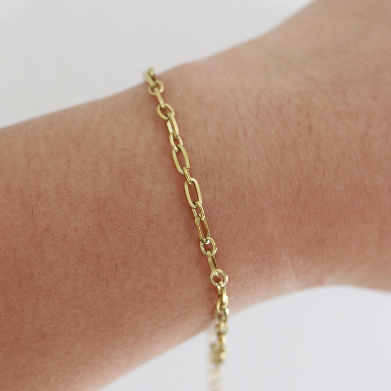 3mm Link Chain Style Gold Plated Stainless Steel... - Depop