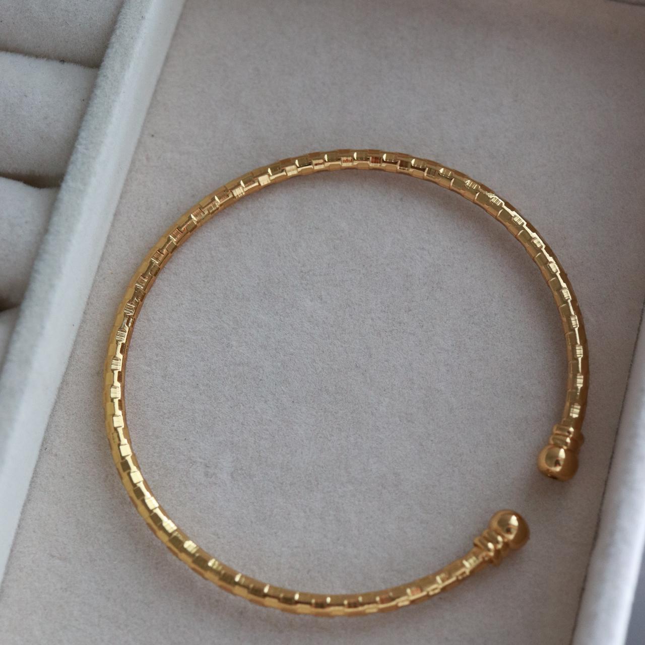 17cm Gold Plated Wrap Ring Adjustable Bangle... - Depop