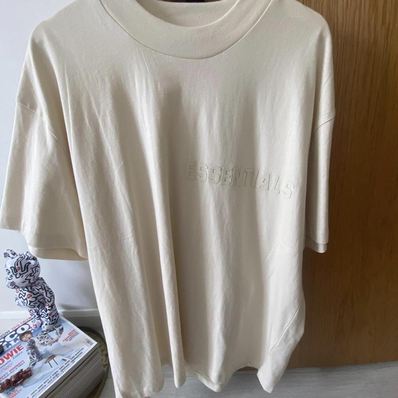 Essentials cream MENS sized t shirt - Depop