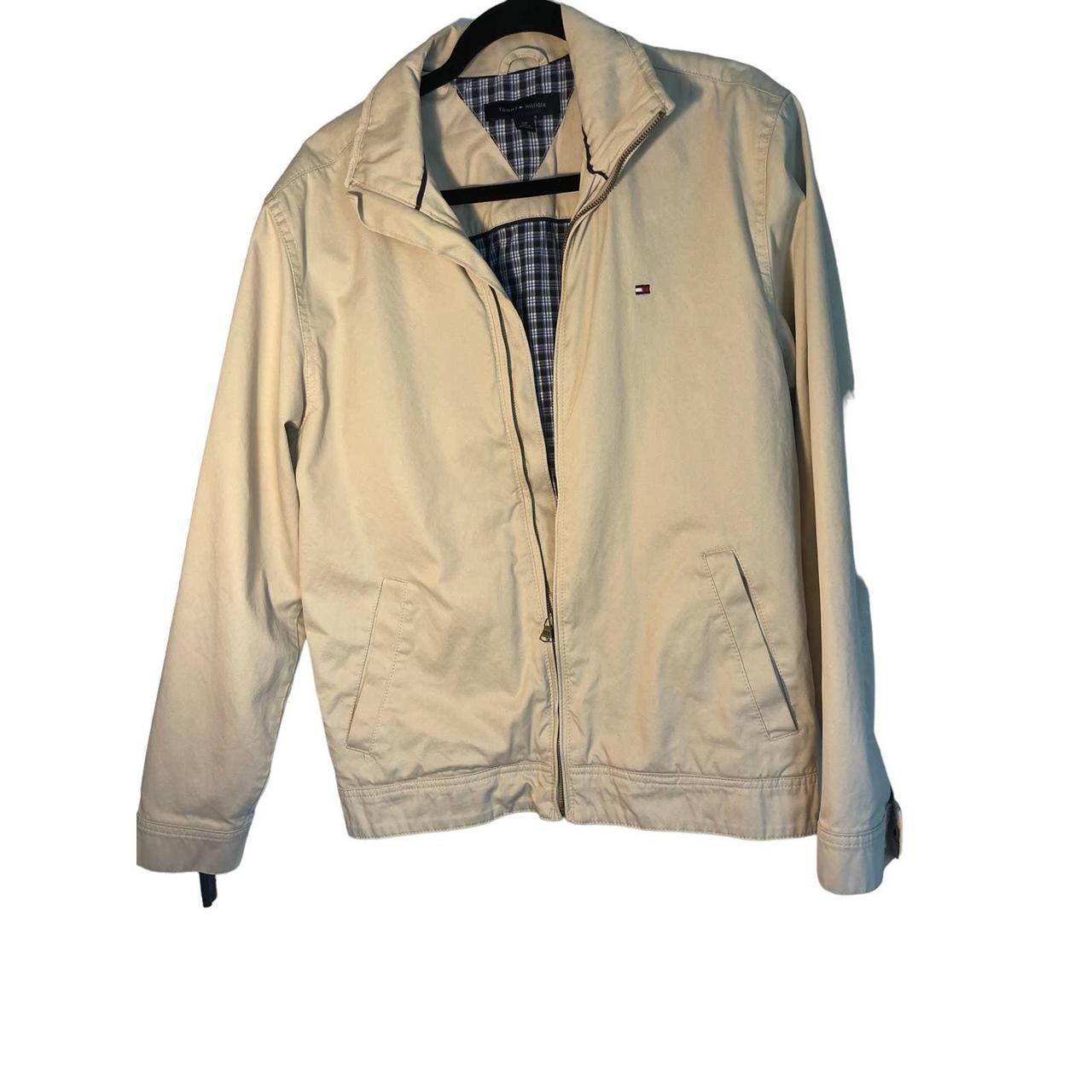 Tommy Hilfiger Men's Cream and Brown Jacket | Depop
