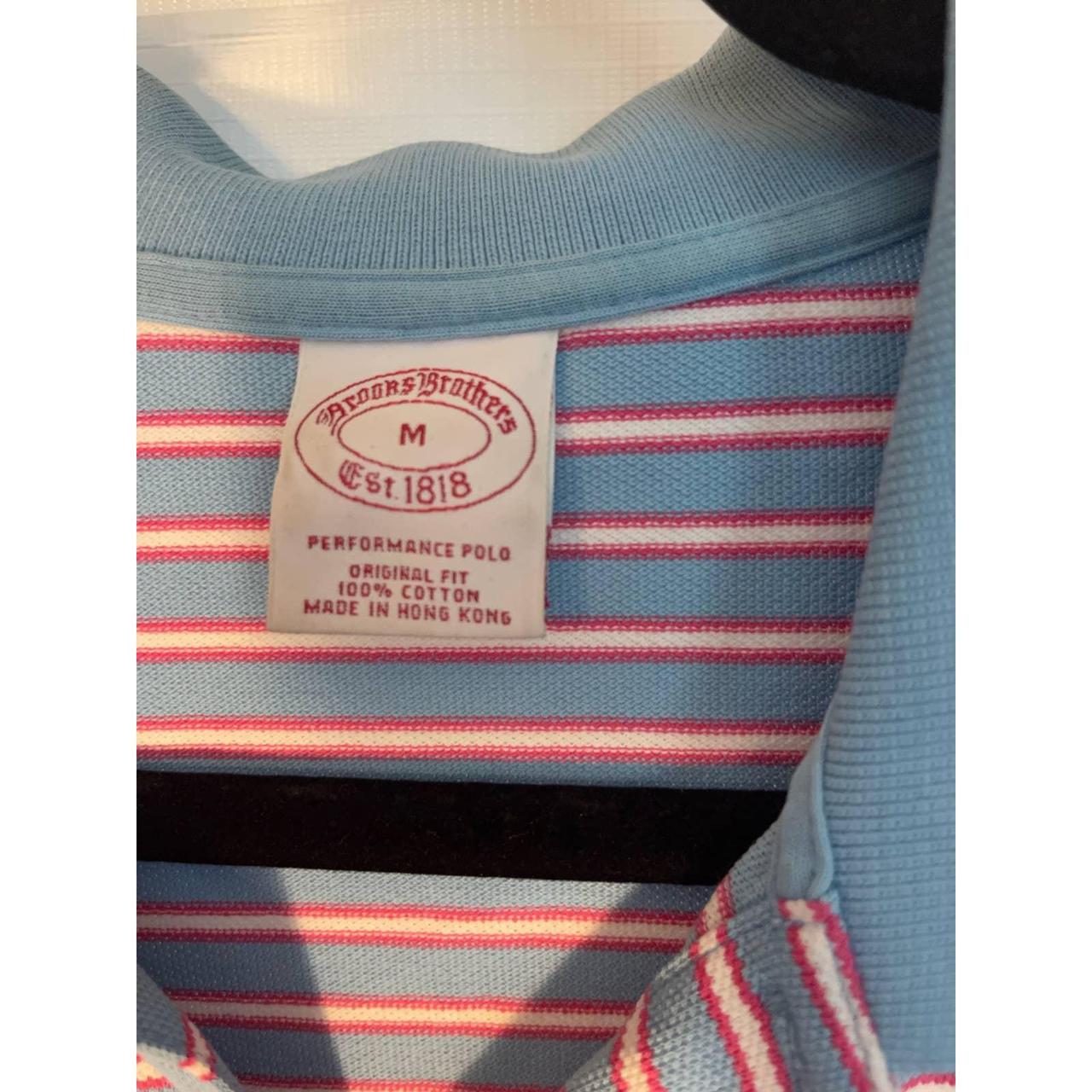 Brooks Brothers Men's Blue and Pink Polo-shirts | Depop