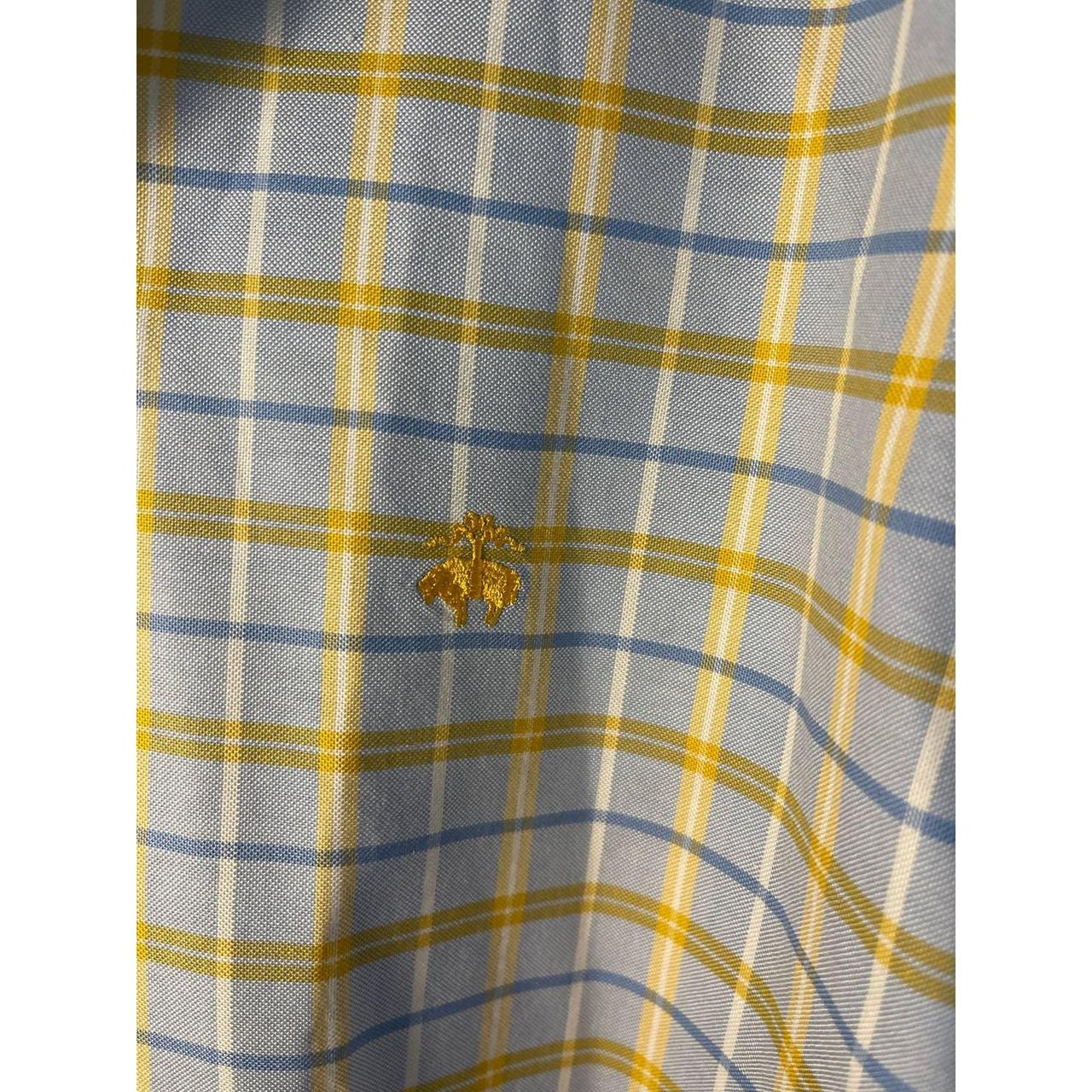 Brooks Brothers Men's Blue and Yellow Shirt | Depop