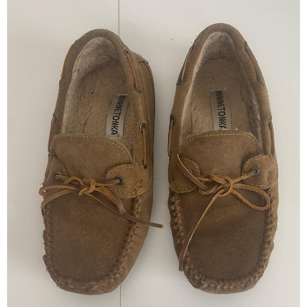 Minnetonka Men's SZ 8 Sherp Lined Light Brown... - Depop