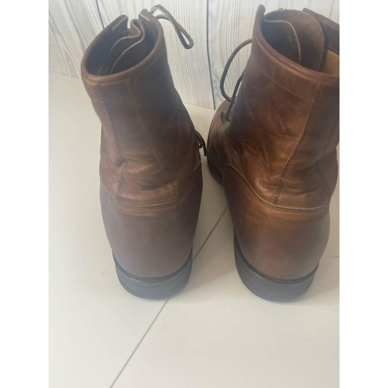 Vtg Justin Men's Brown Distressed Leather Lacer... - Depop