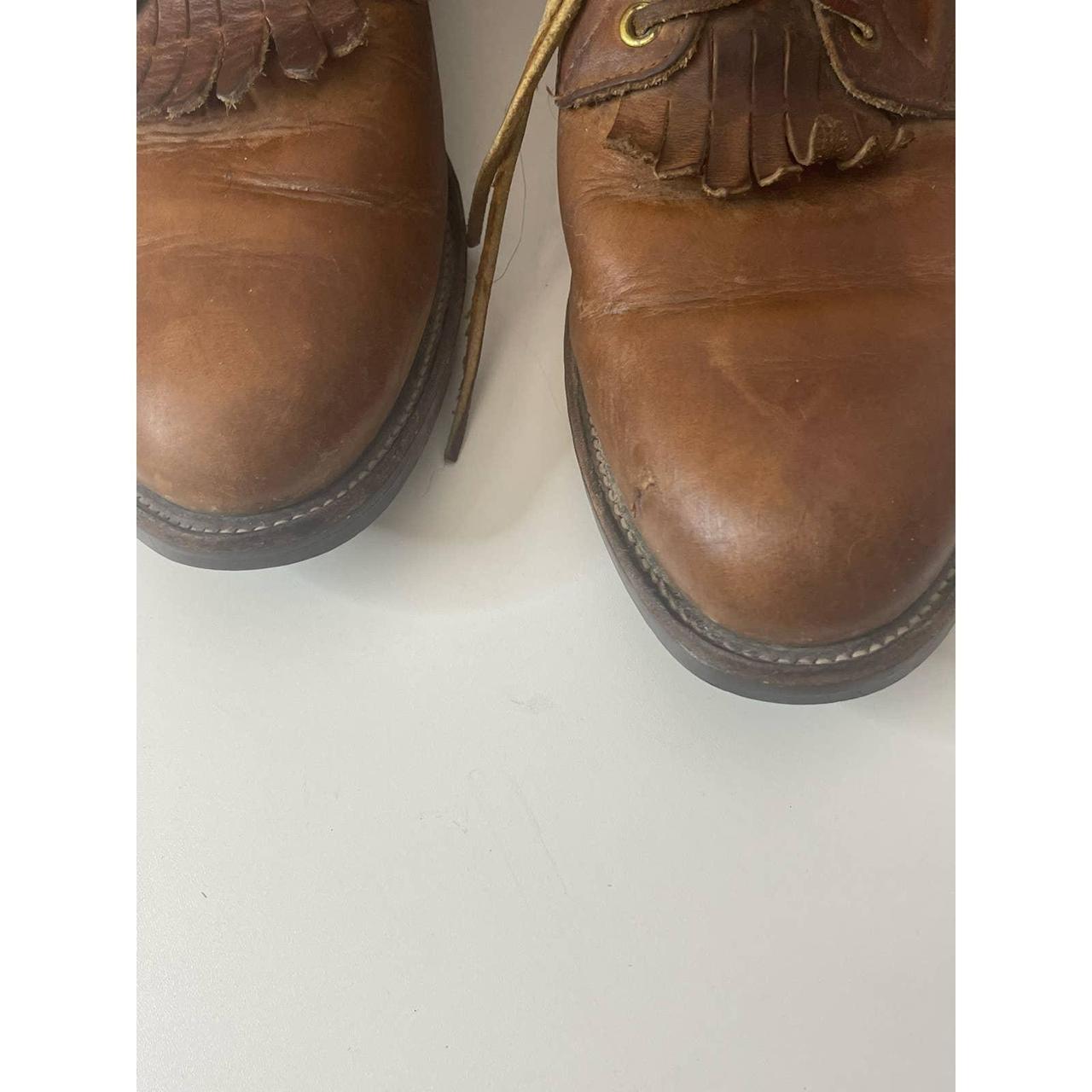 Vtg Justin Men's Brown Distressed Leather Lacer... - Depop