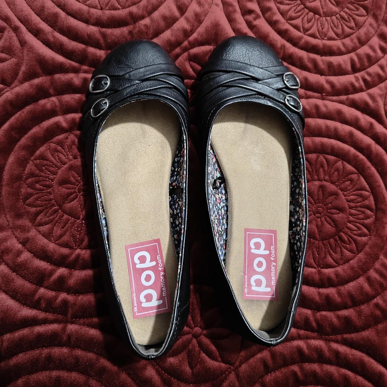 POP black faux leather corporate goth flats with... - Depop
