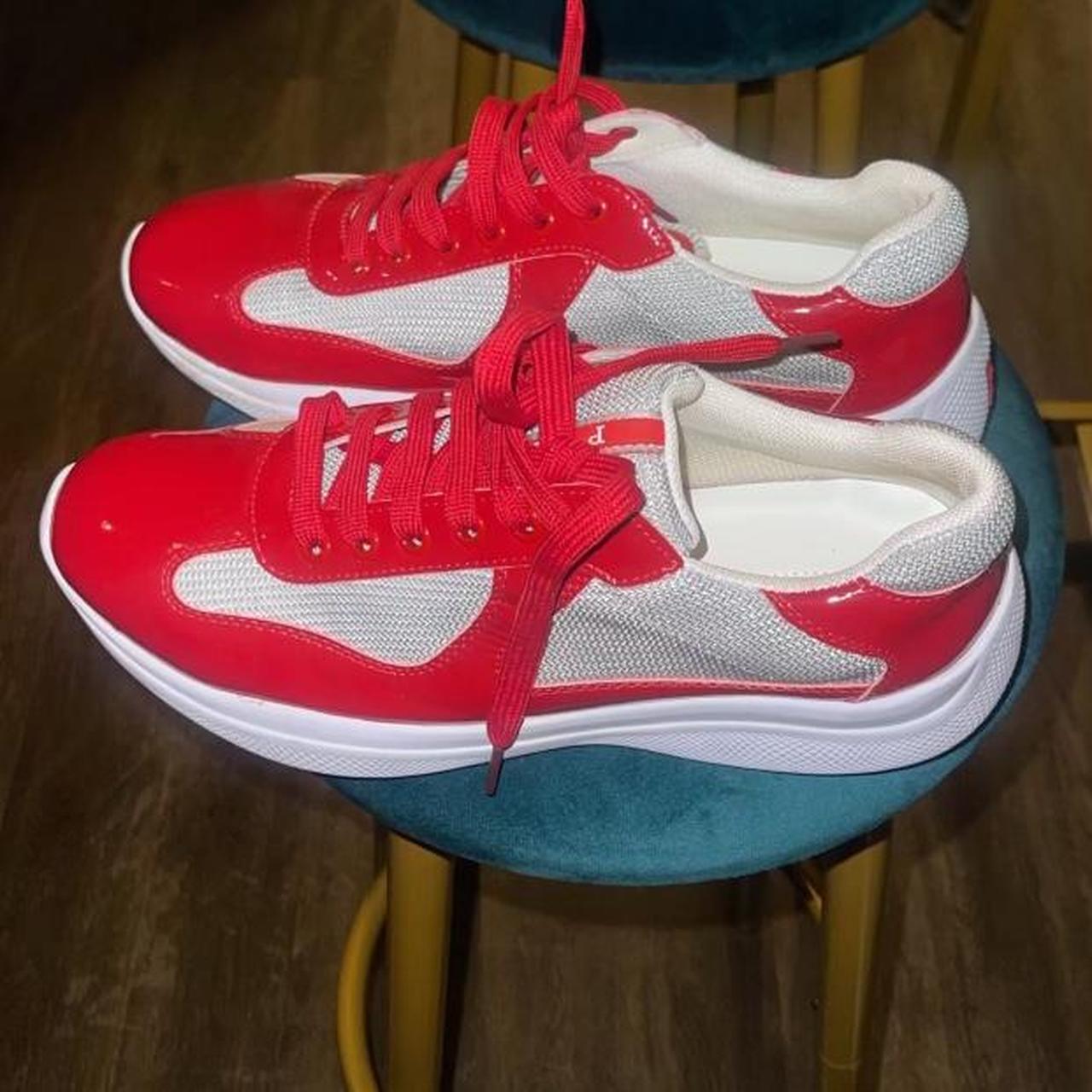 Red patent sneaker - Depop