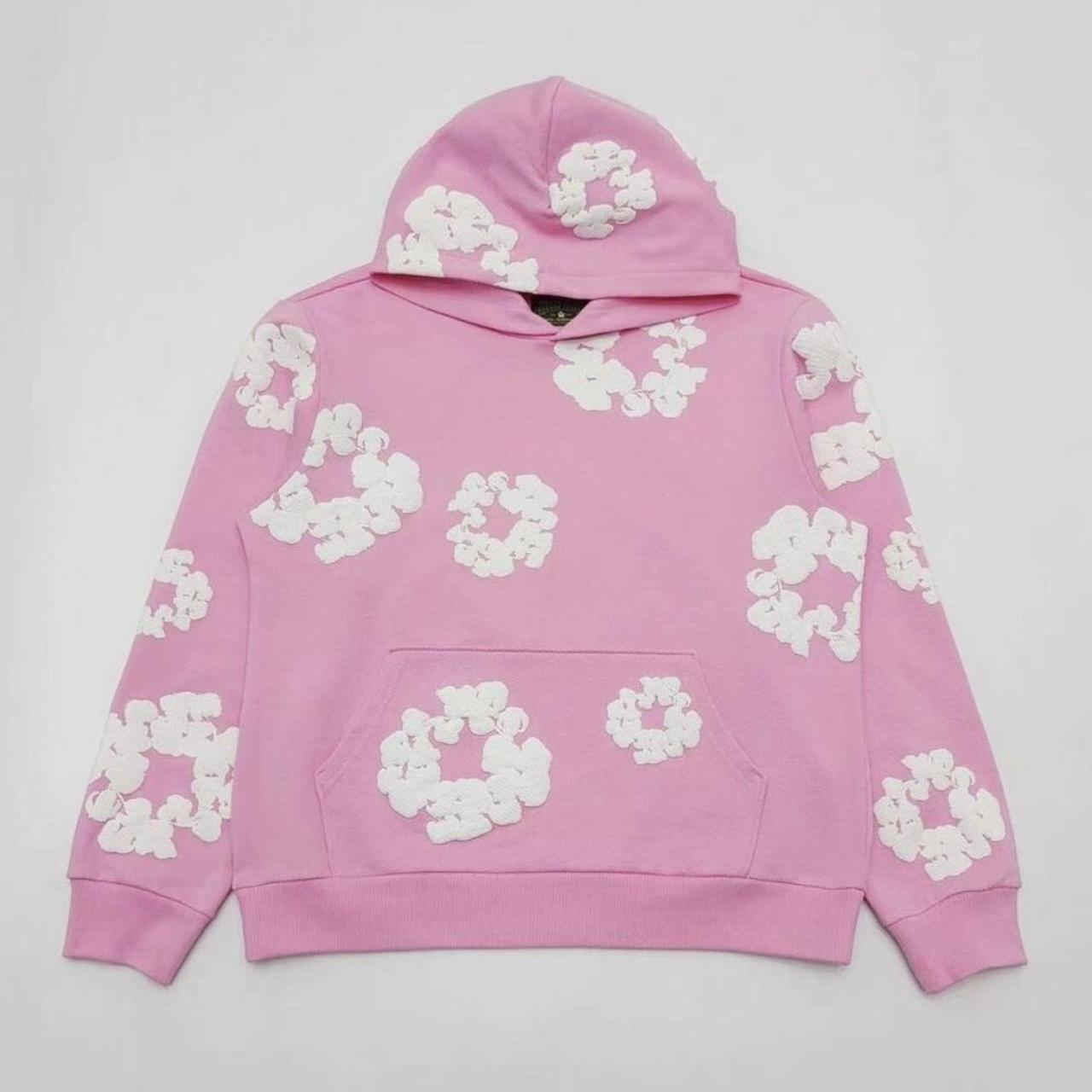 Pink denim tears hoodie brand new sizes large and XL - Depop