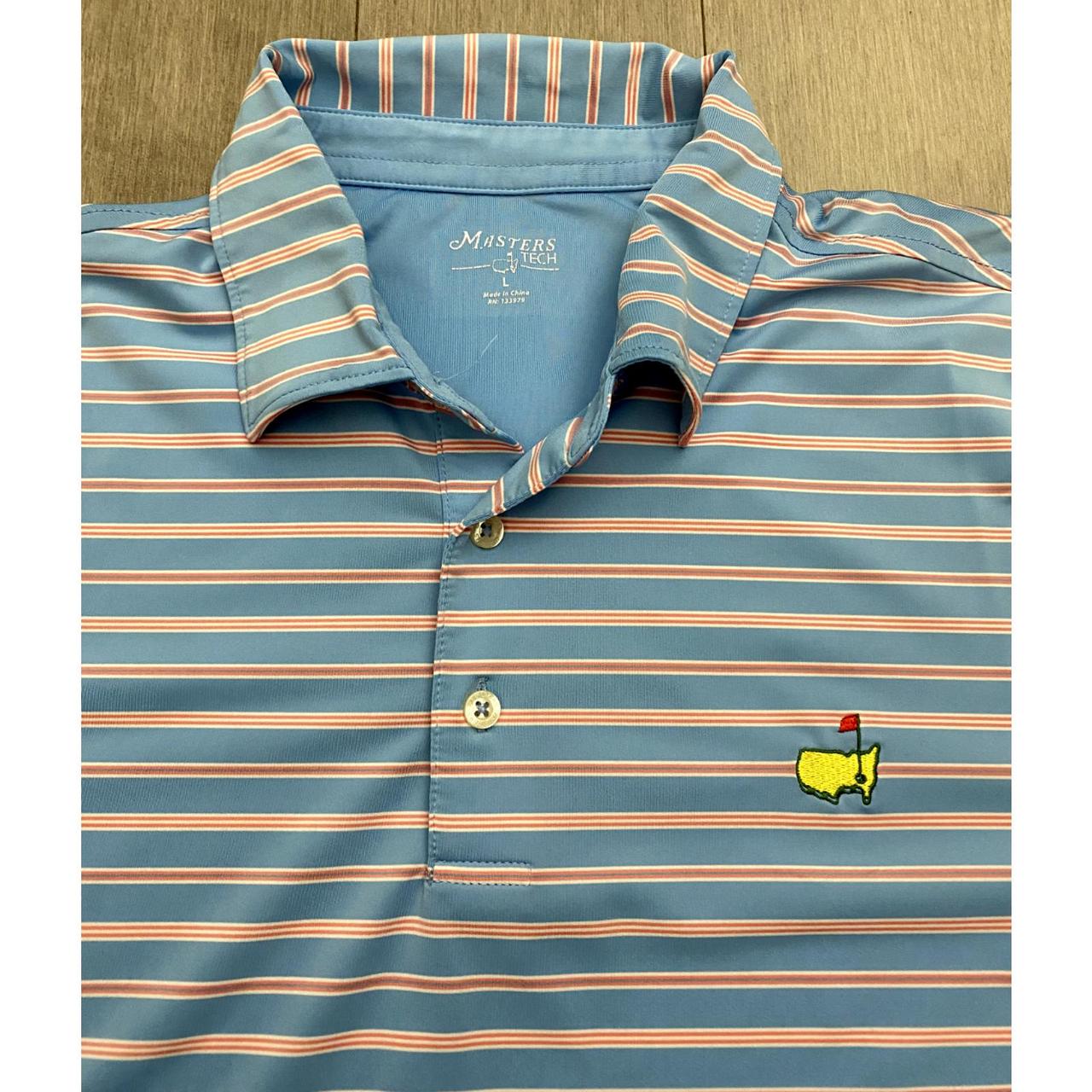 Masters Tech Polo Shirt Mens Golf Blue Pink Striped... - Depop
