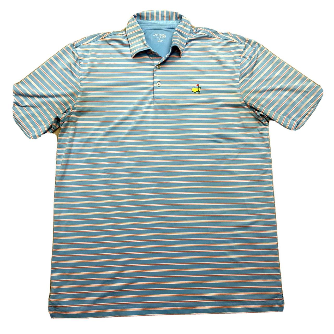 Masters Tech Polo Shirt Mens Golf Blue Pink Striped... - Depop