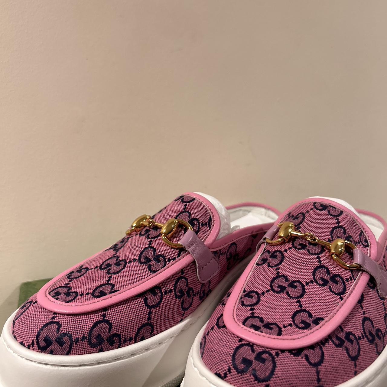 Pink Women’s Gucci Platform Slides Gold... | Depop
