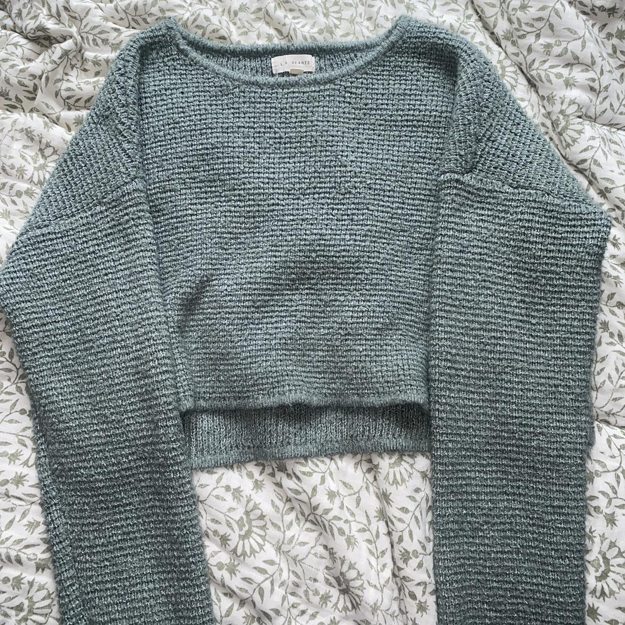Large Cropped Blue Sweater from PacSun LA Hearts - Depop