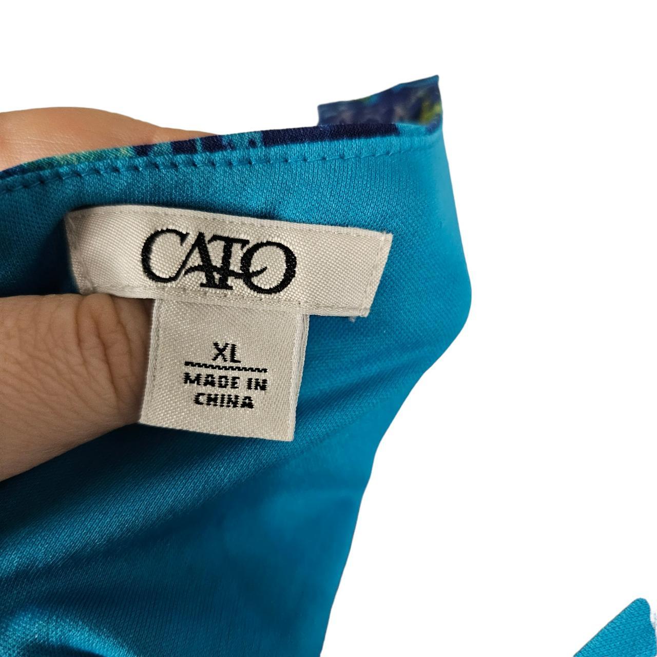 XL Cato Blue & Green Sleeveless Knee Length Plus... - Depop