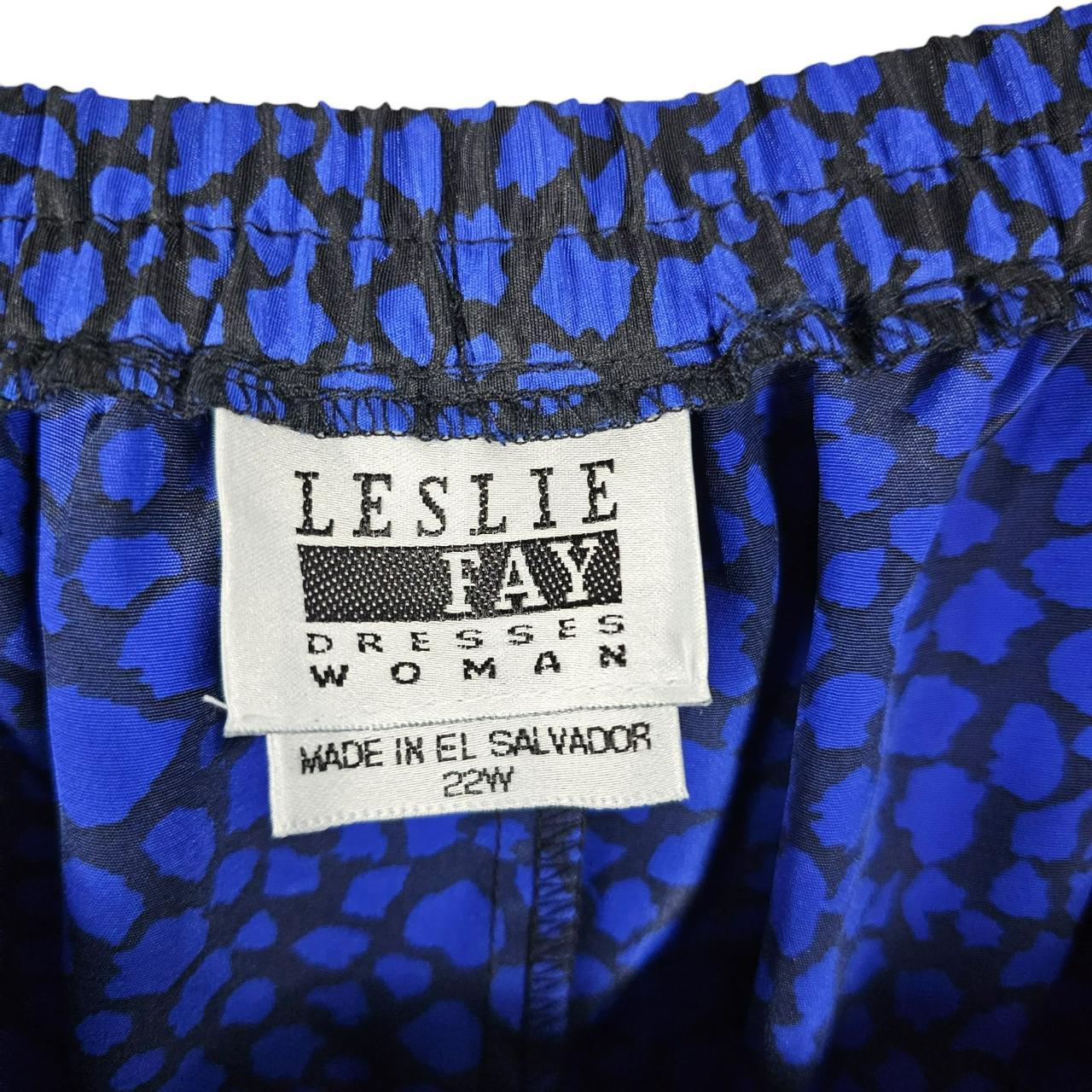 Leslie Fay Blue & Black Vintage 22W Animal Print... - Depop