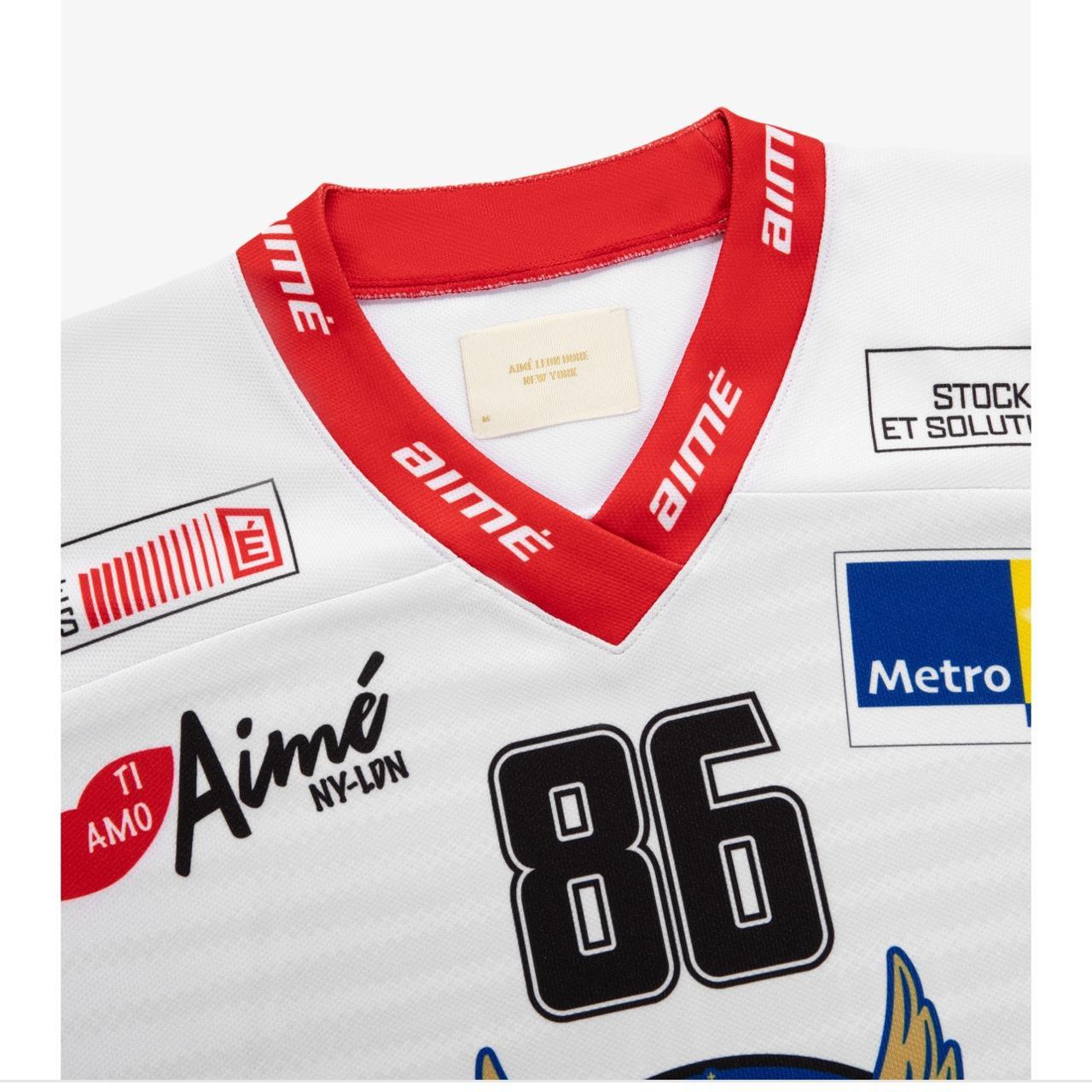 Aime Leon Dore white and red Hockey jersey. Size | Depop Aime Leon Dore white and red Hockey jersey. Size | Depop