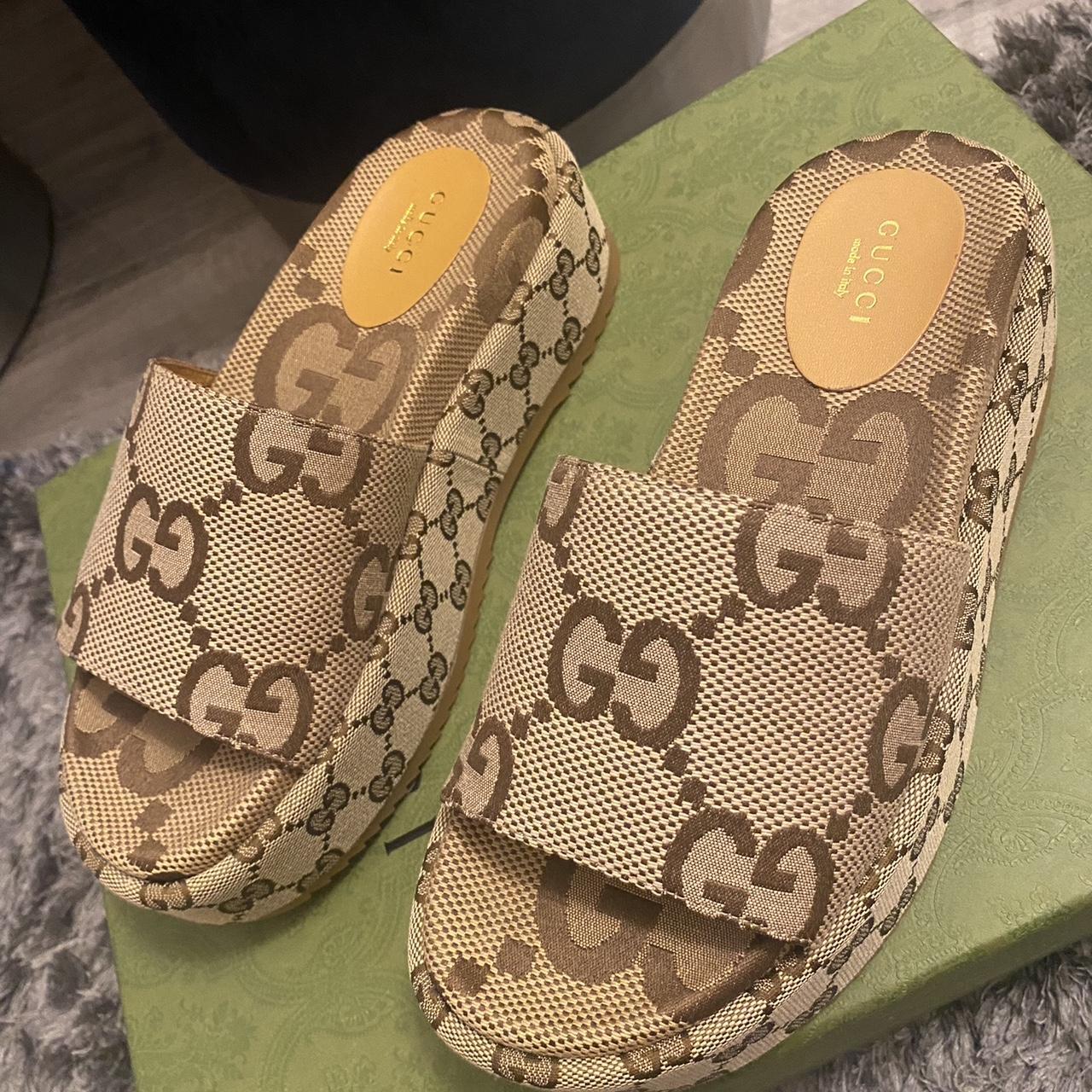 BRAND NEW IN BOX GUCCI PLATFORM SLIDES SANDALS SIZE... - Depop