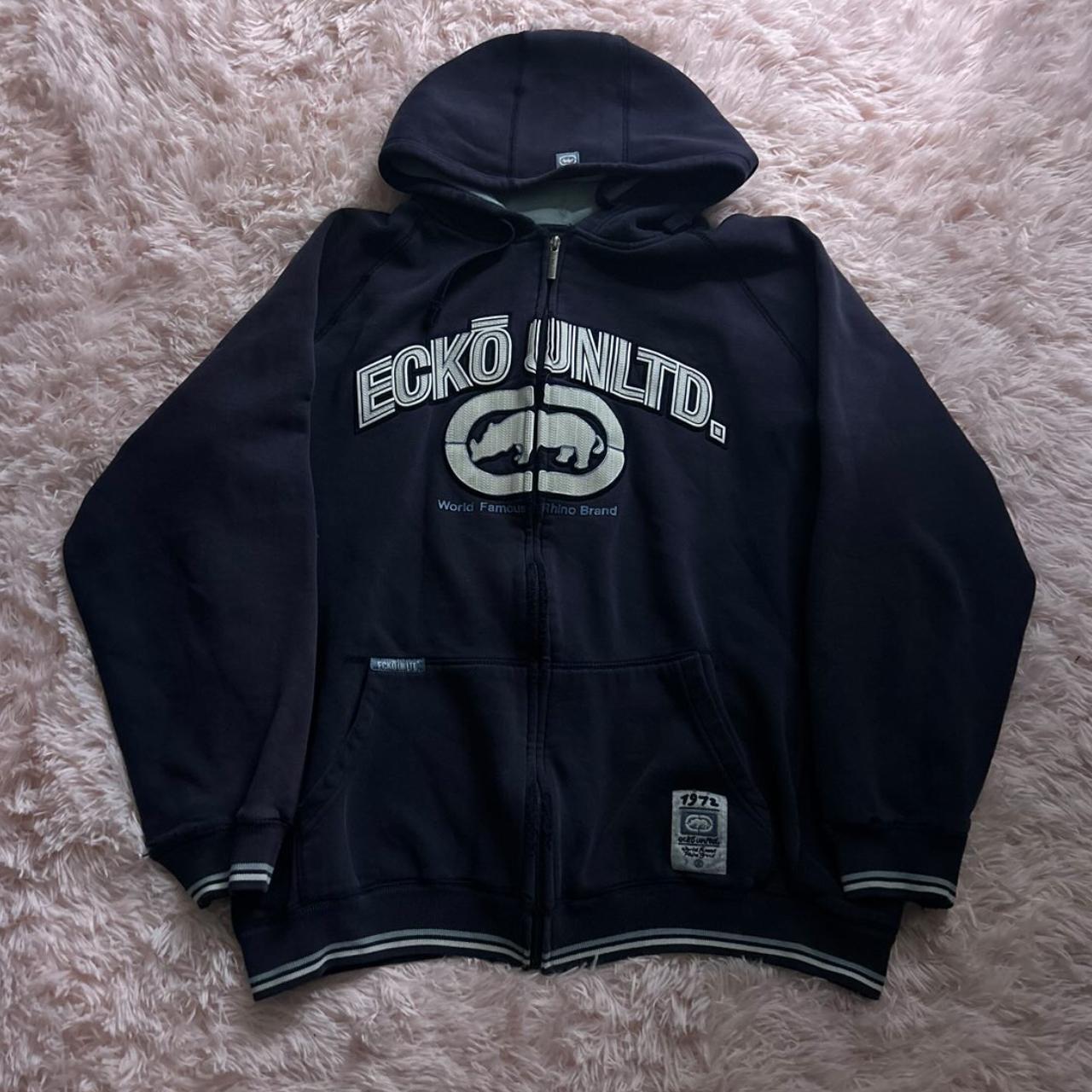 Vintage Ecko unltd zip up hoodie pretty cool piece... - Depop