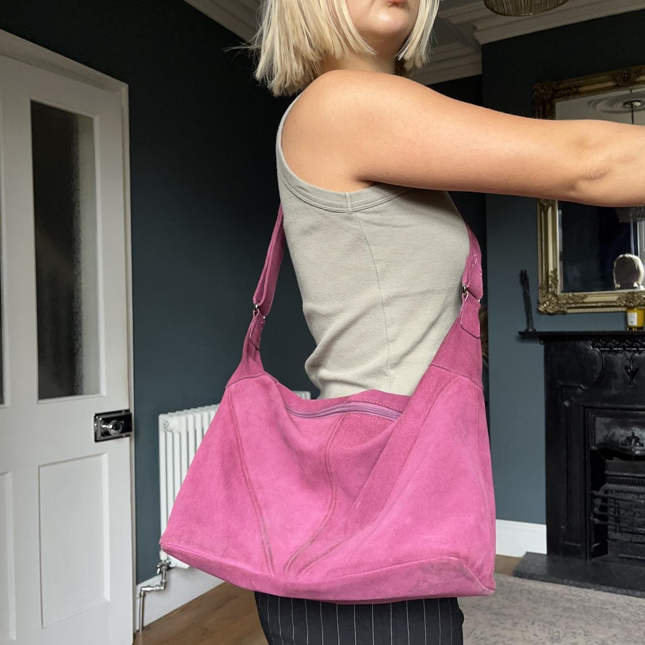 vintage slouchy cross body bag real suede... - Depop