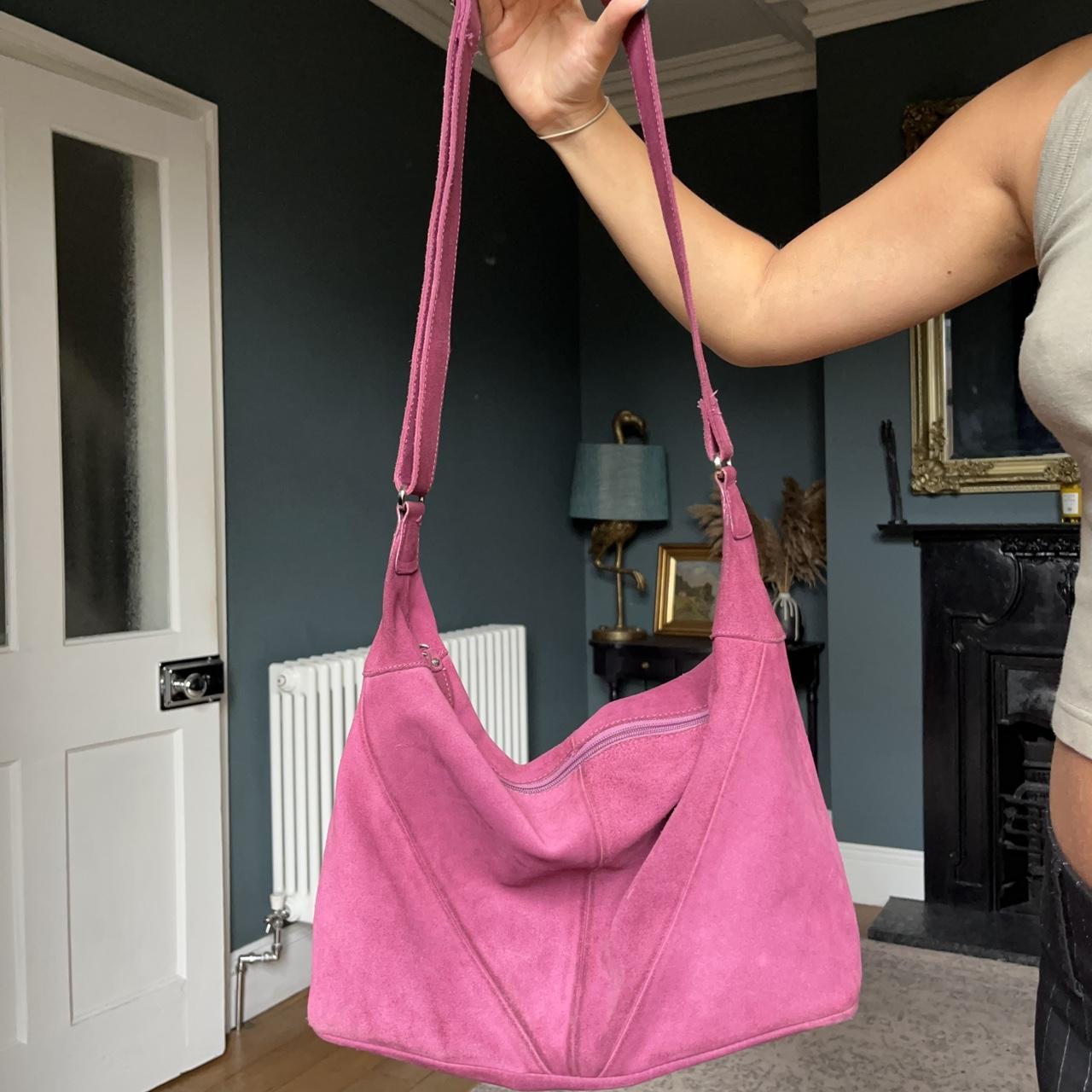 vintage slouchy cross body bag real suede... - Depop