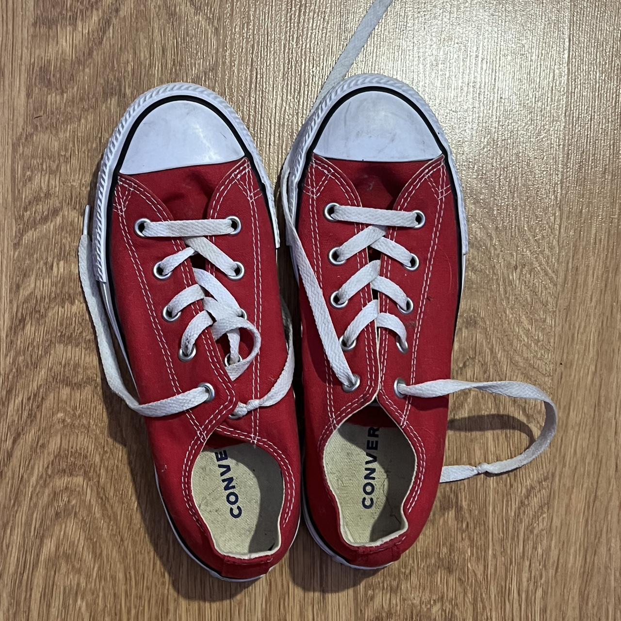 Classic red Converse Chuck Taylor’s. Size: Youth US... - Depop